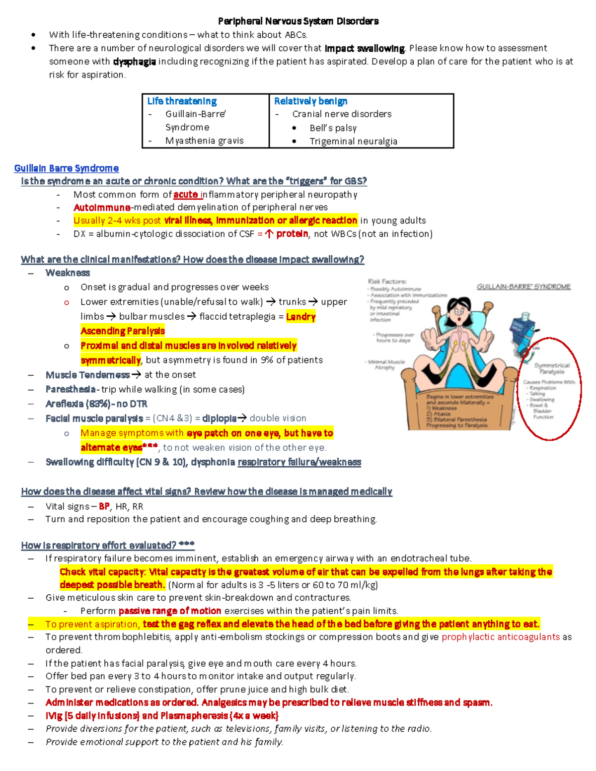 PNSdisorders SQs MM - exam 3 notes following study guide focus ...