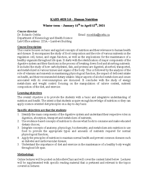 KINE 3240 Course Outline-Winter 2021 - Winter 2021 York University ...