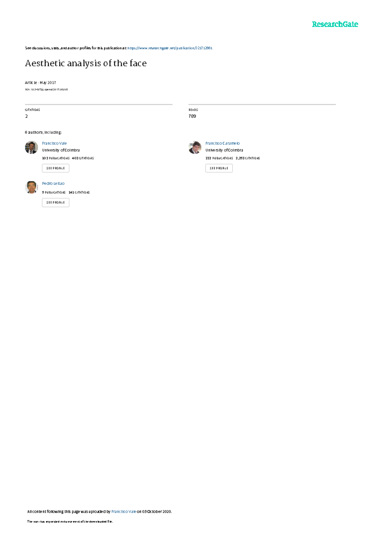 Aesthetic analysis of the face - See discussions, stats, and author ...