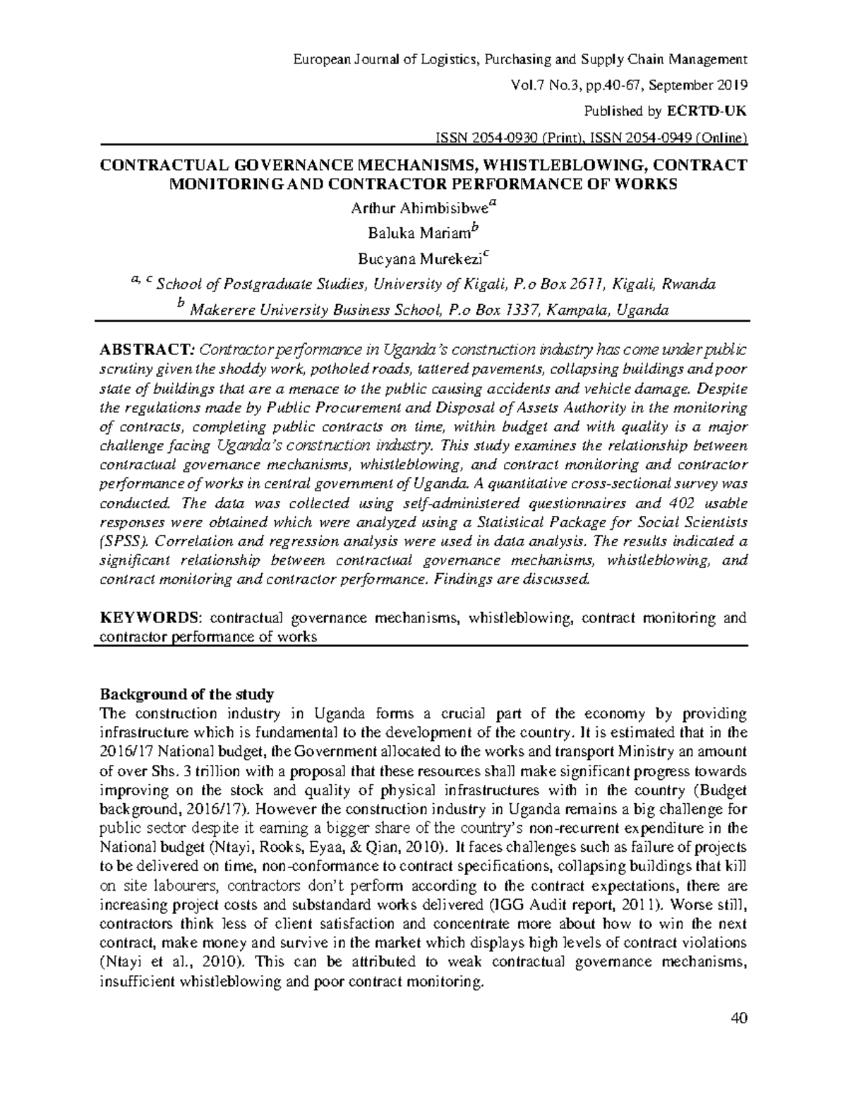 Contractual Governance Mechanisms Whistleblowing Contract Monitoring ...