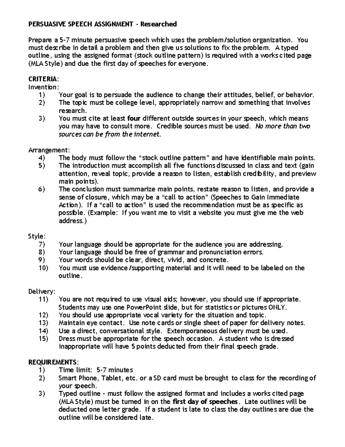 Persuasive Speech Assignment - PERSUASIVE SPEECH ASSIGNMENT Researched ...