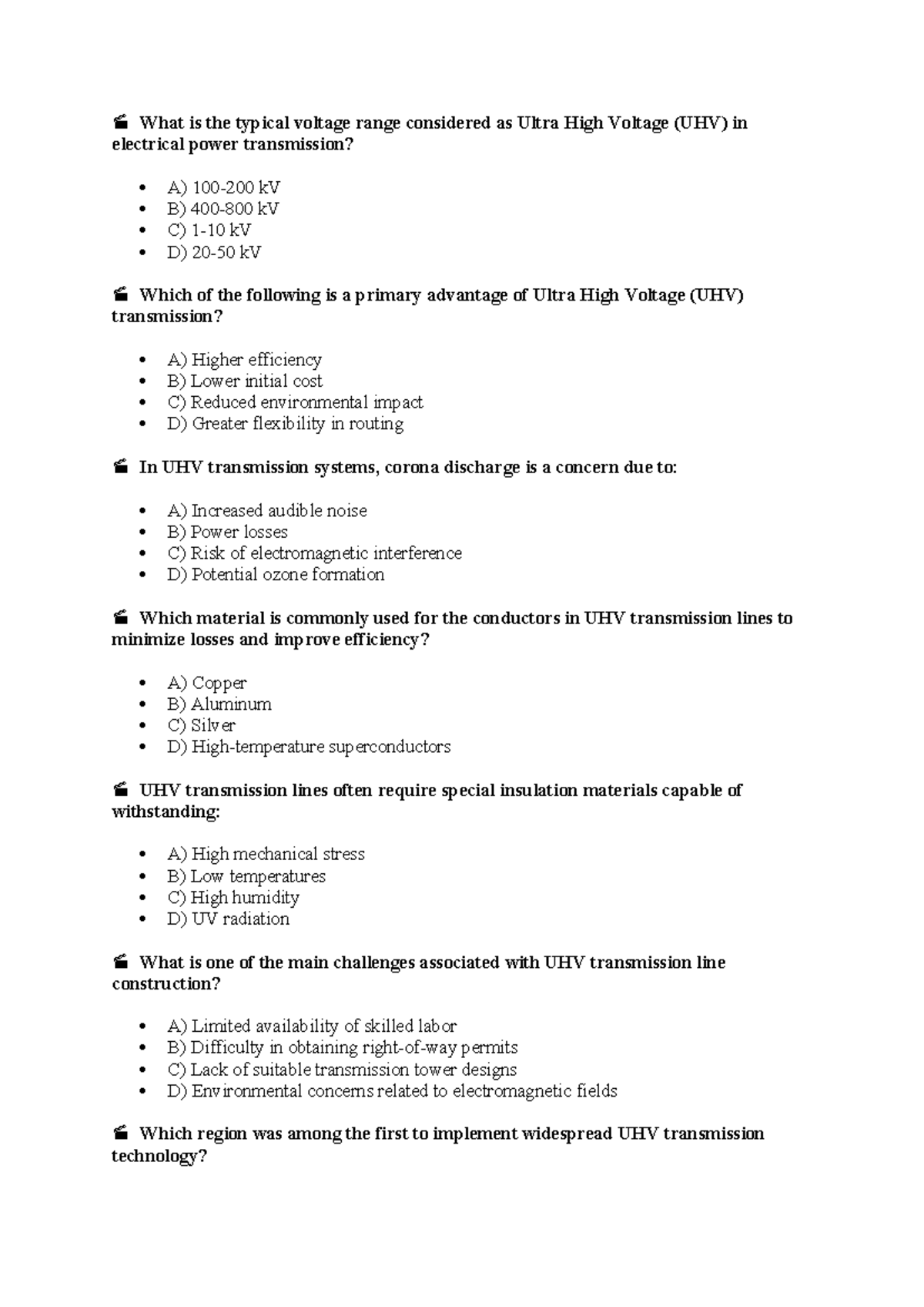 UHV 1 - What is the typical voltage range considered as Ultra High ...