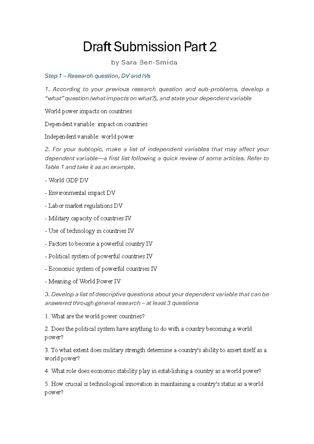 Individual Draft Submission part2 - Draft Submission Part 2 by Sara Ben ...