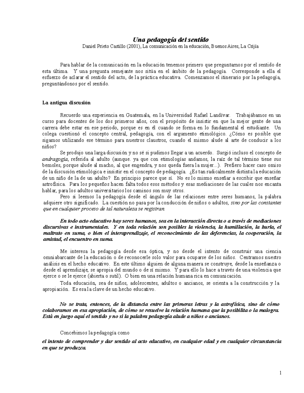 Prieto Castillo La comunicacion en la educacion - Una pedagogía del ...