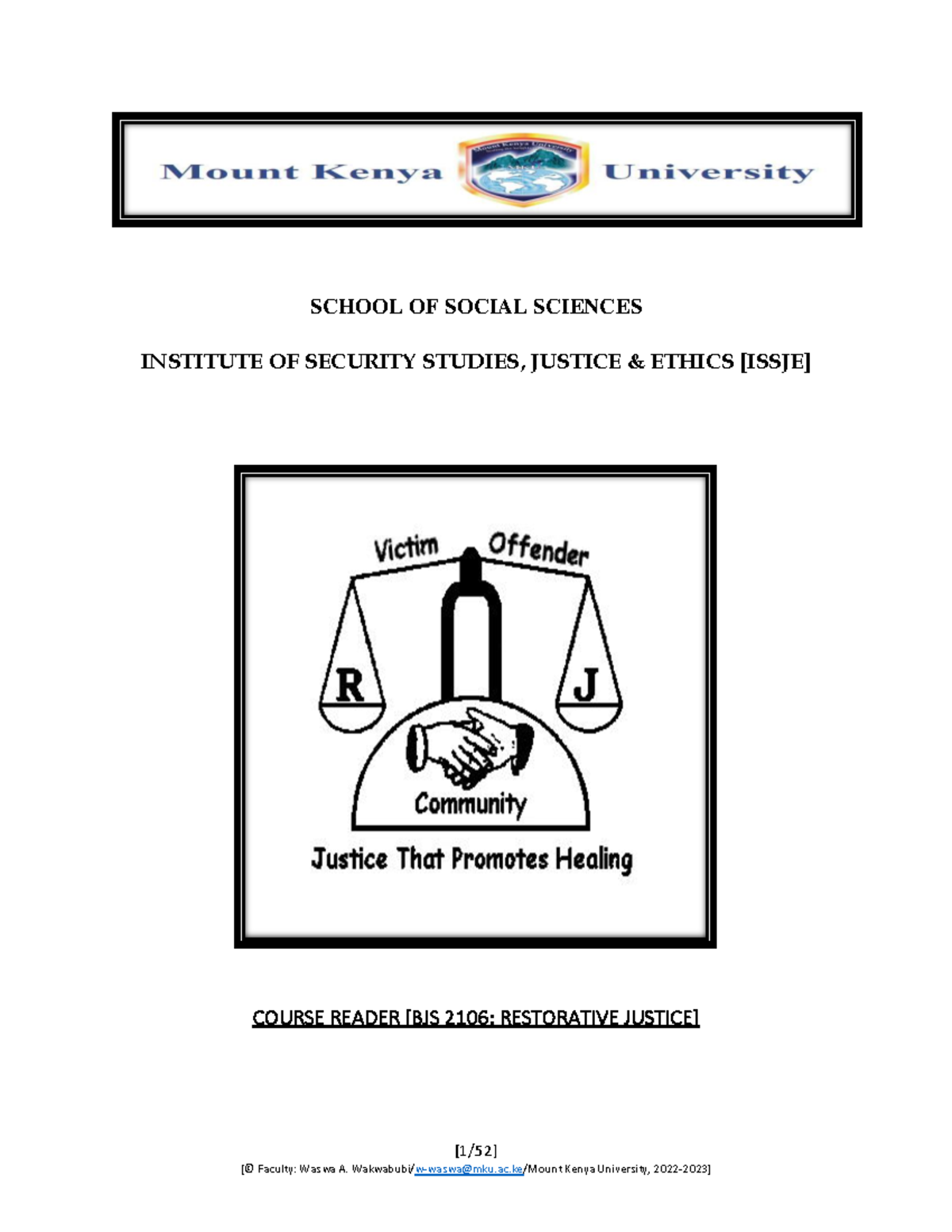 BJS 2106 RJ Course Reader - [ 1 /52] SCHOOL OF SOCIAL SCIENCES ...