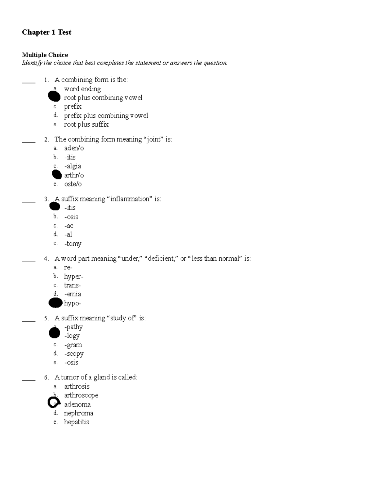 CH 1 Practice Questions - Chapter 1 Test Multiple Choice Identify the ...