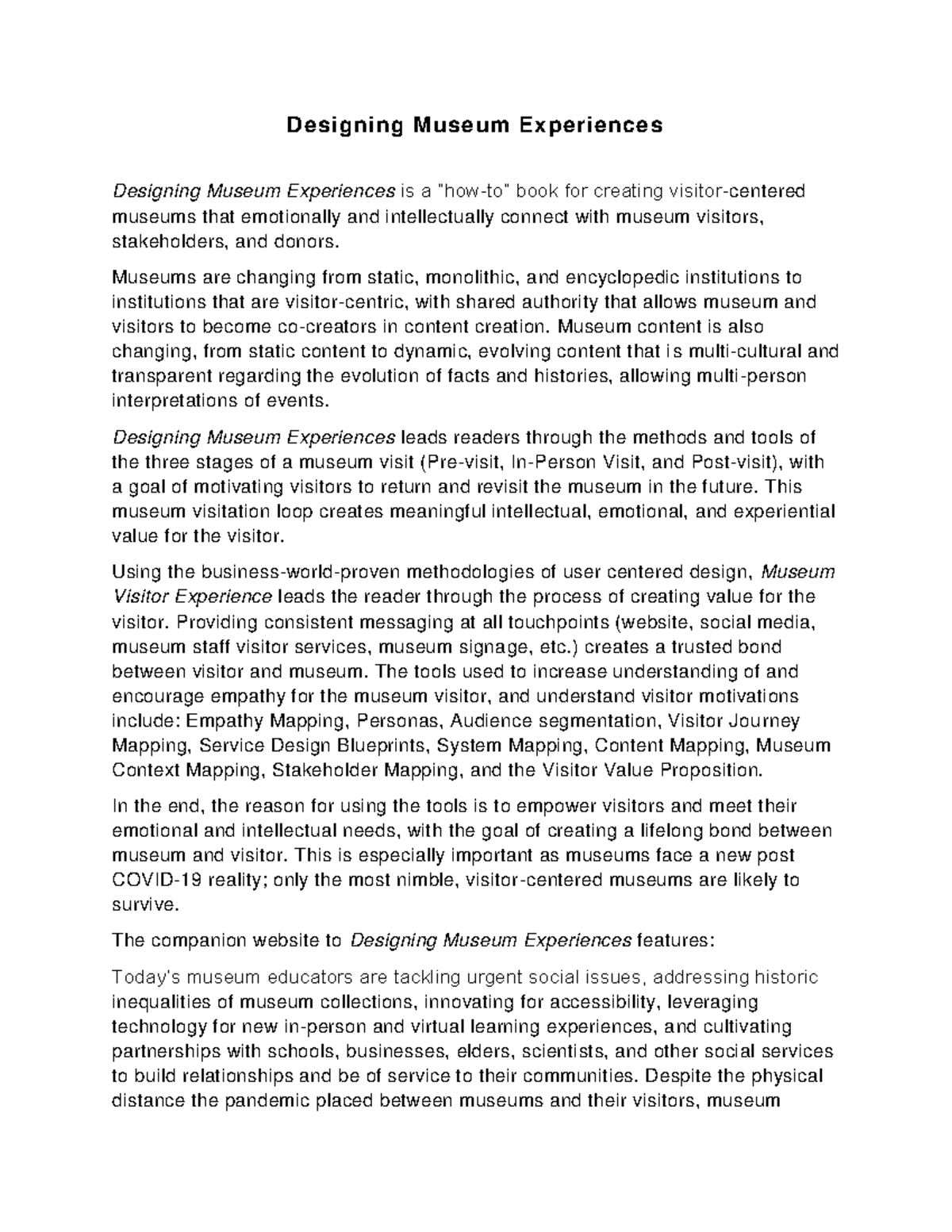 Designing Museum Experiences - Designing Museum Experiences Designing ...