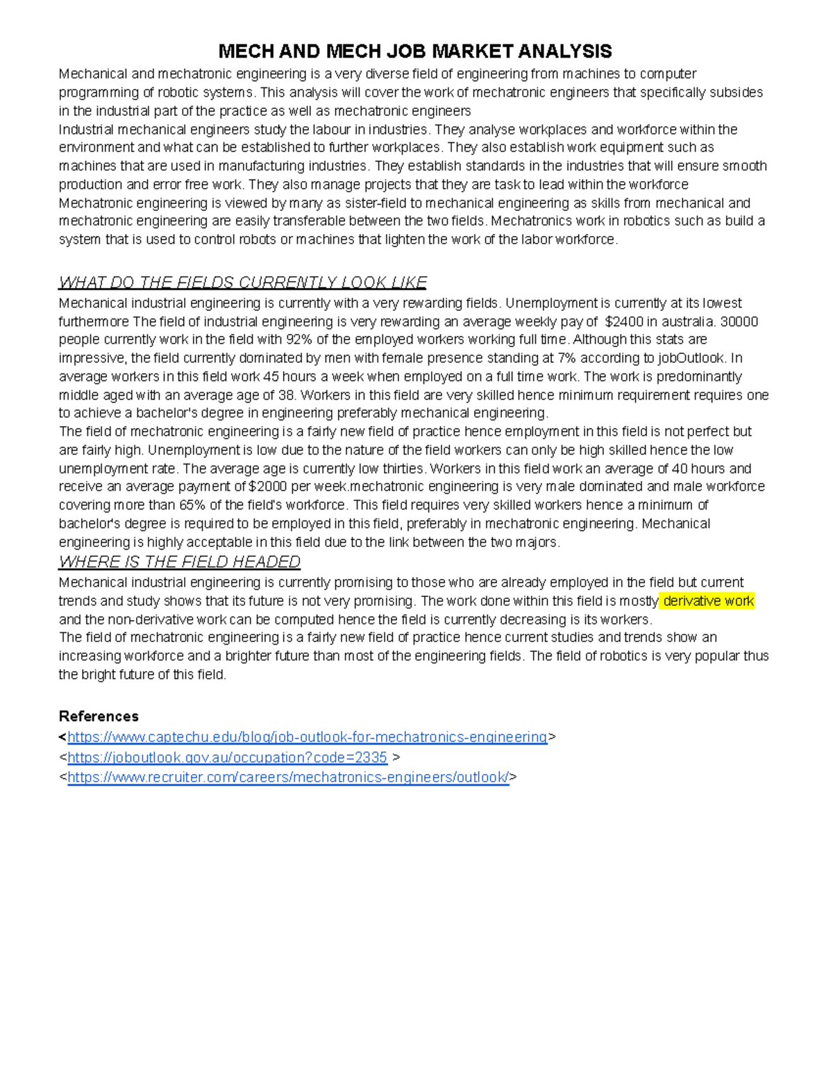 MECH AND MECH JOB Market Analysis - MECH AND MECH JOB MARKET ANALYSIS ...