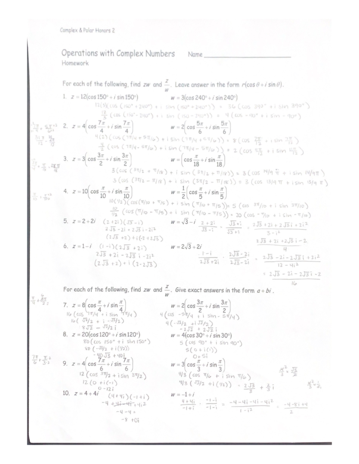 Operations W Complex Numbers - Studocu