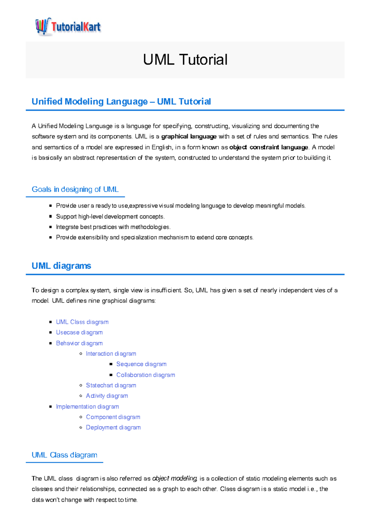 Uml Tutorial Uml Materials Unified Modeling Language Uml Tutorial A Unified Modeling