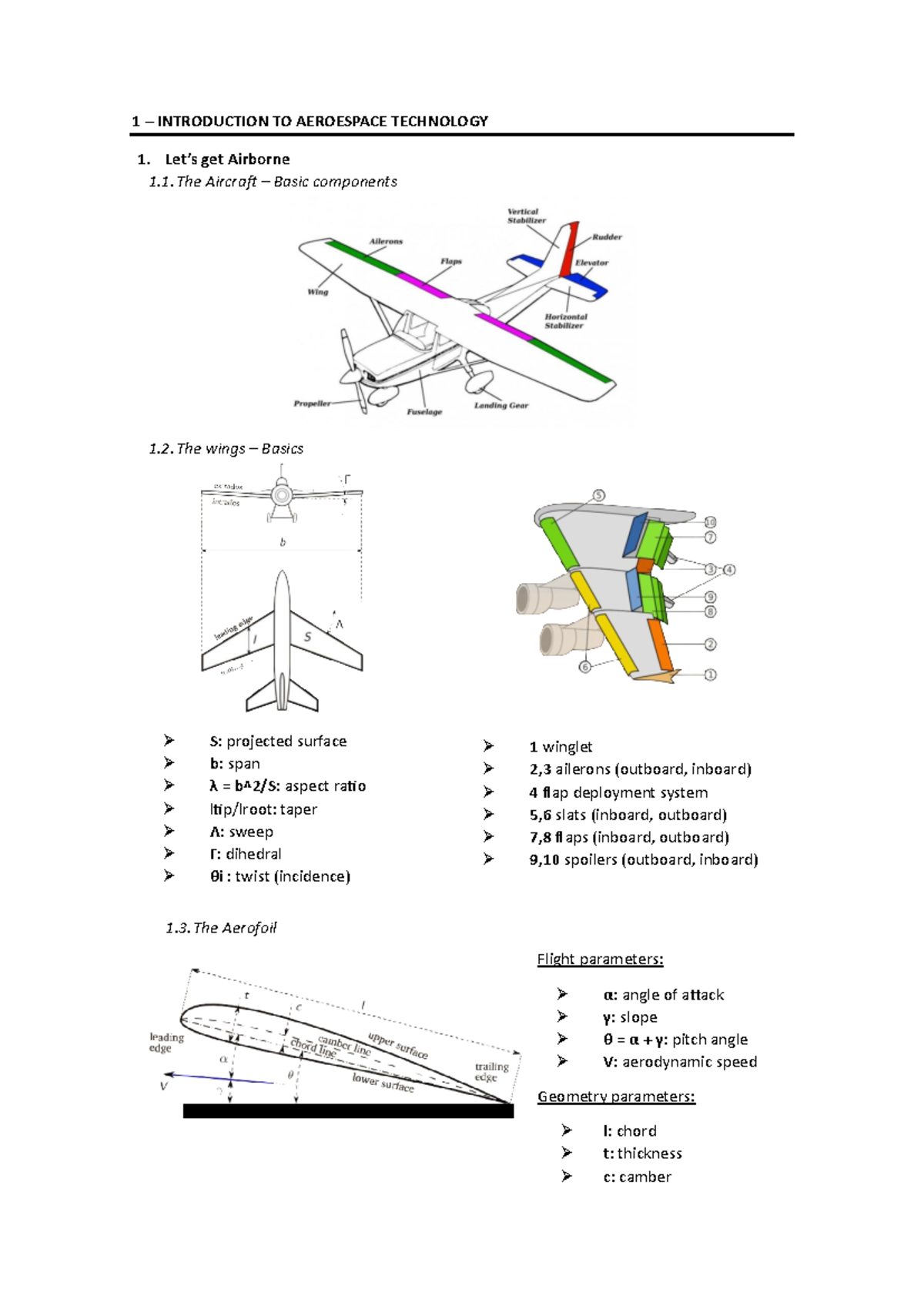1-flight principles - 1 – INTRODUCTION TO AEROESPACE TECHNOLOGY Let’s ...