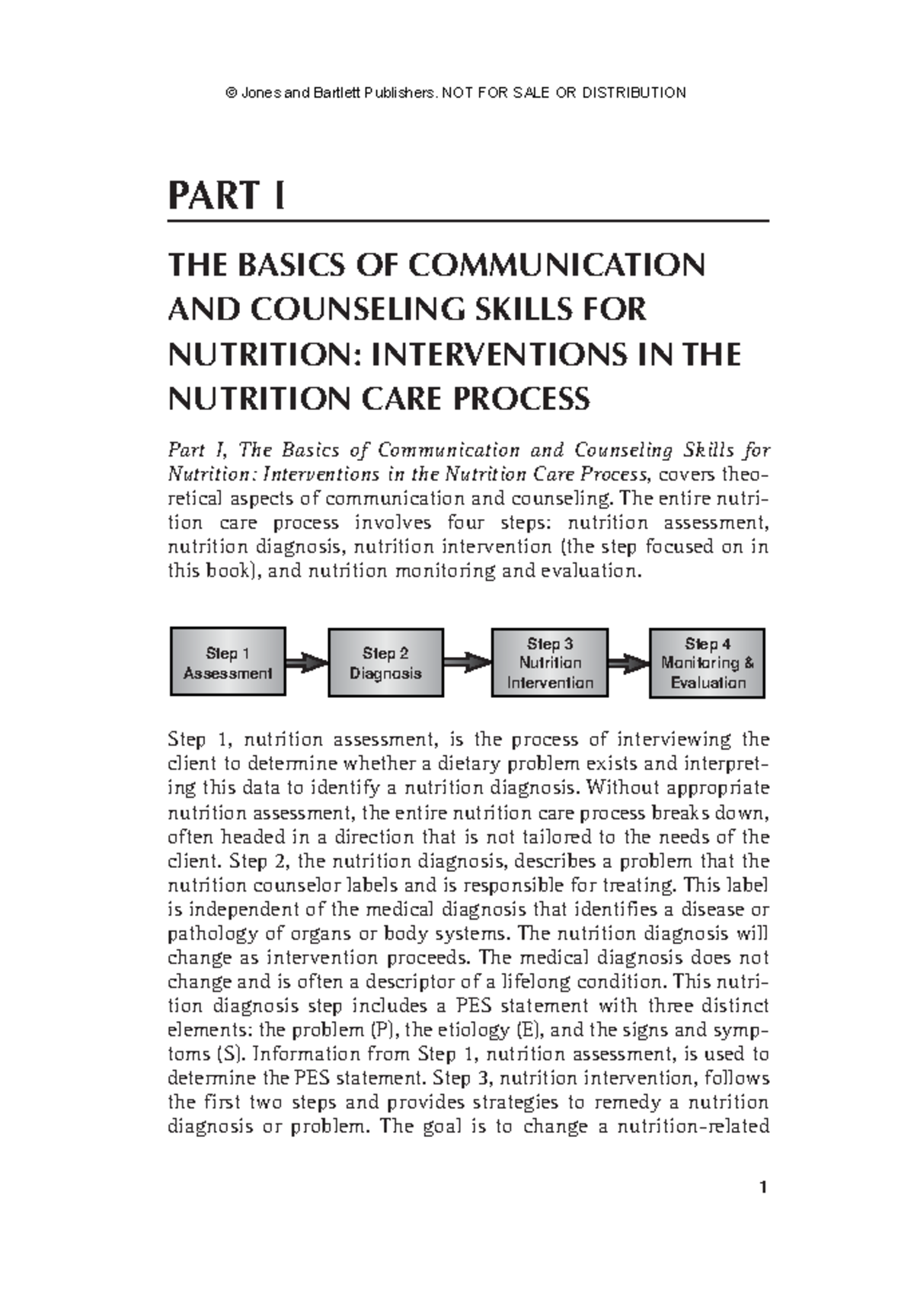 Nutrition counselling, Extension and Therapy - 1 PART I THE BASICS OF ...