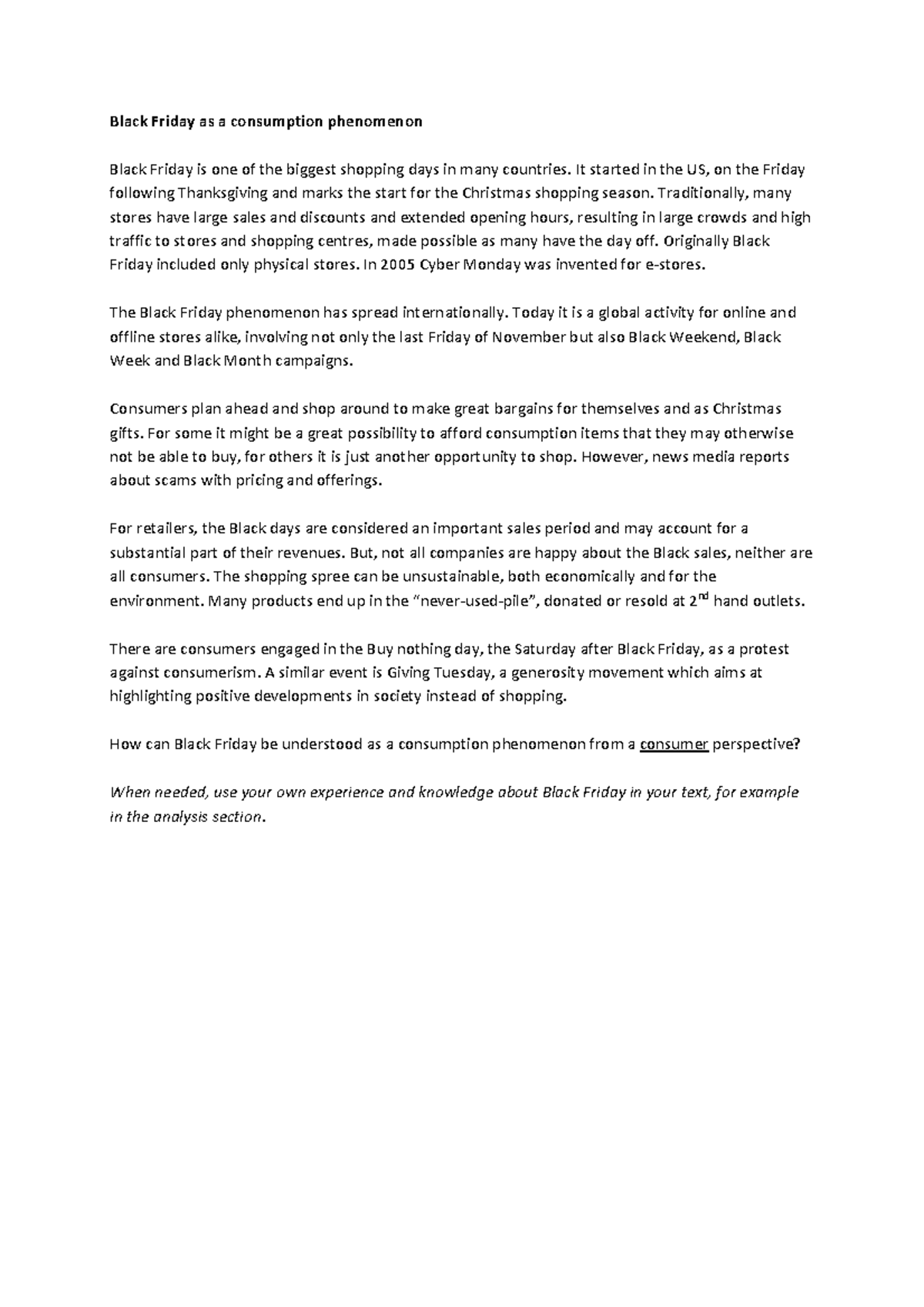 Case - Black Friday - Projektarbete- Black Friday as a consumption ...