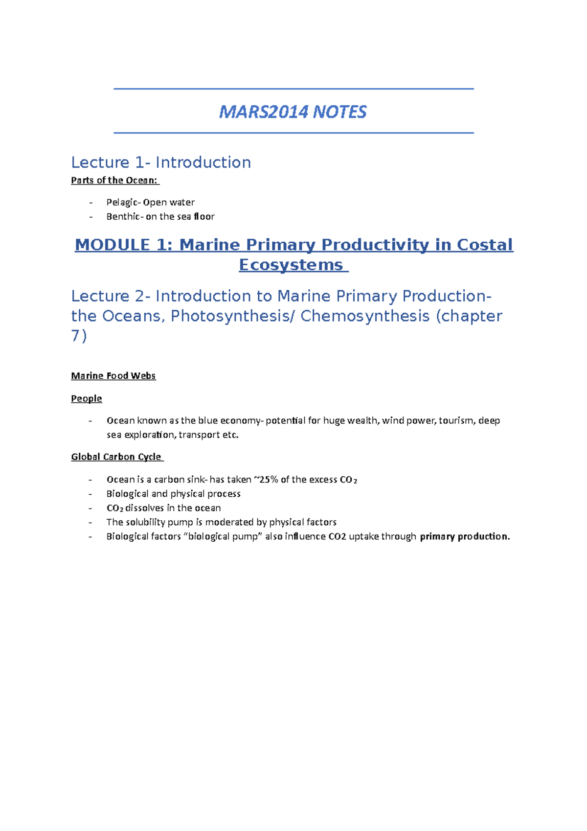 Mars Study Notes - MARS2014 NOTES Lecture 1- Introduction Parts of the ...