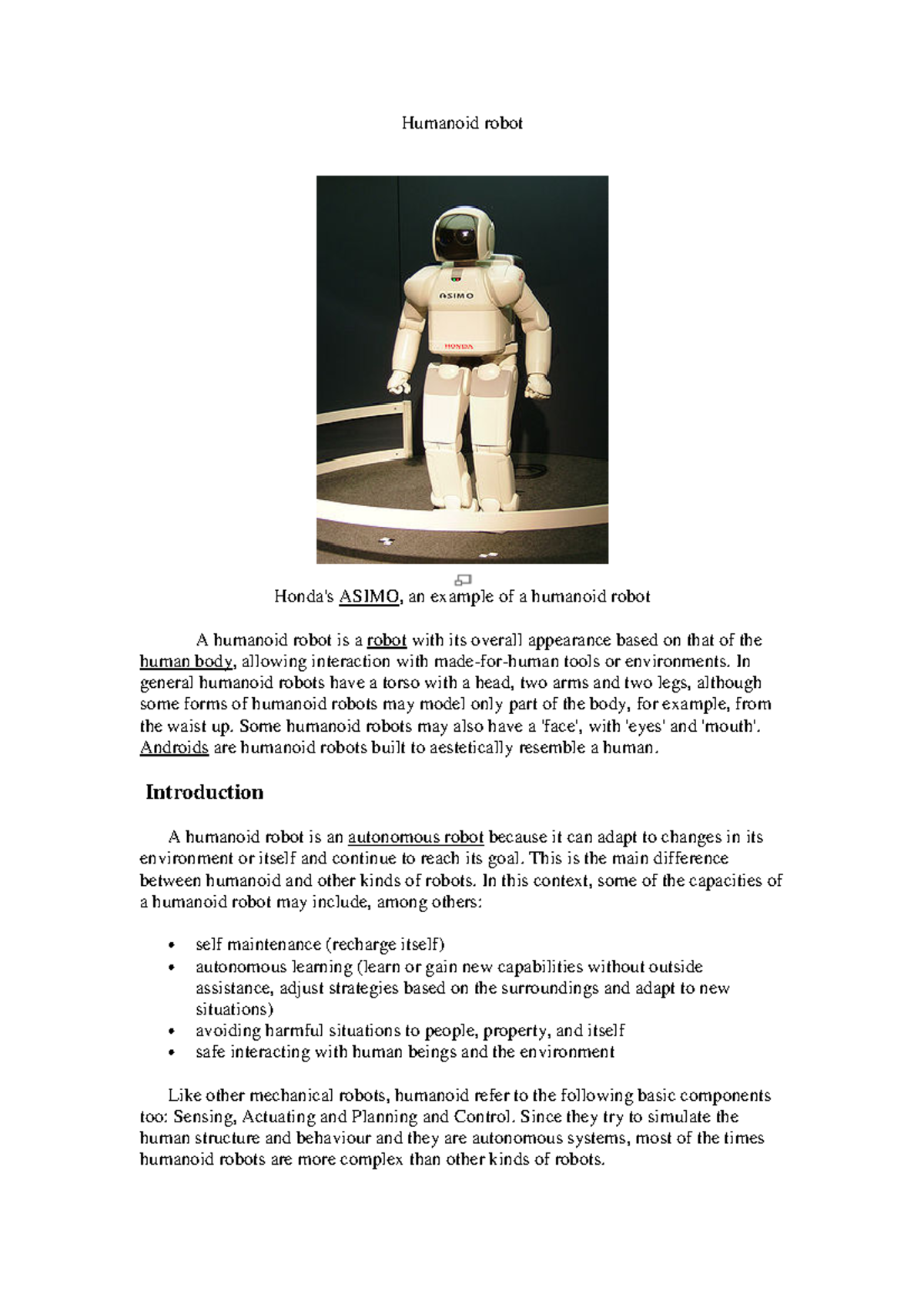 48353309-Humanoid-robot - Humanoid robot Honda's ASIMO, an example of a ...