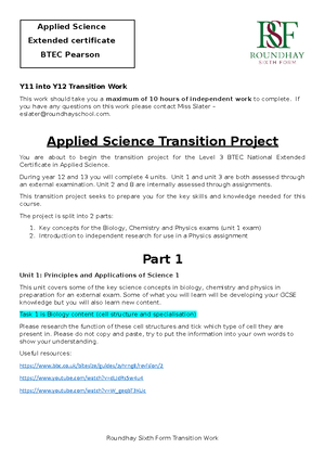 Spinach TLC method Btec - BTEC Level 3 – Unit 2 Practical scientific ...