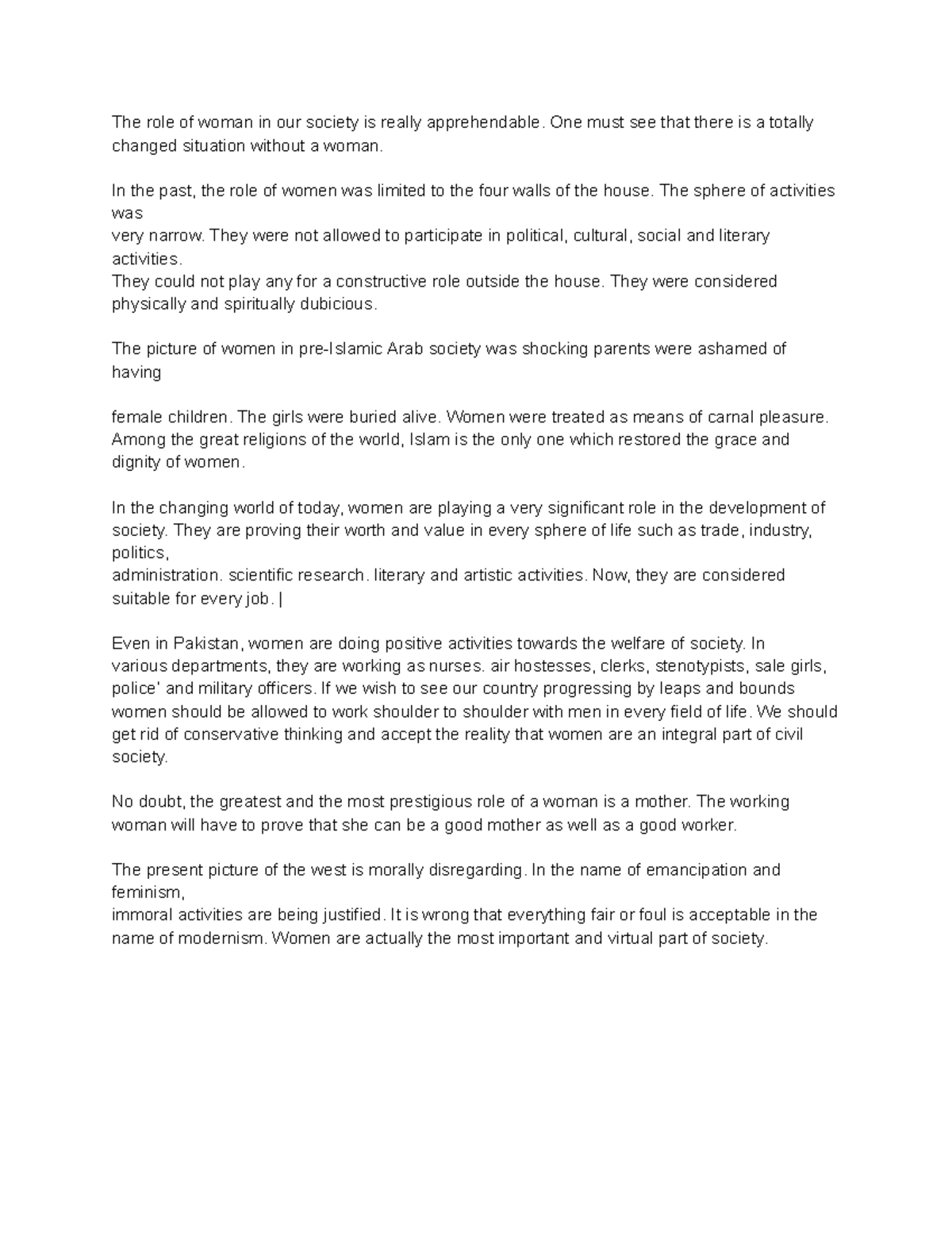 Role of Woman in Society - The role of woman in our society is really ...