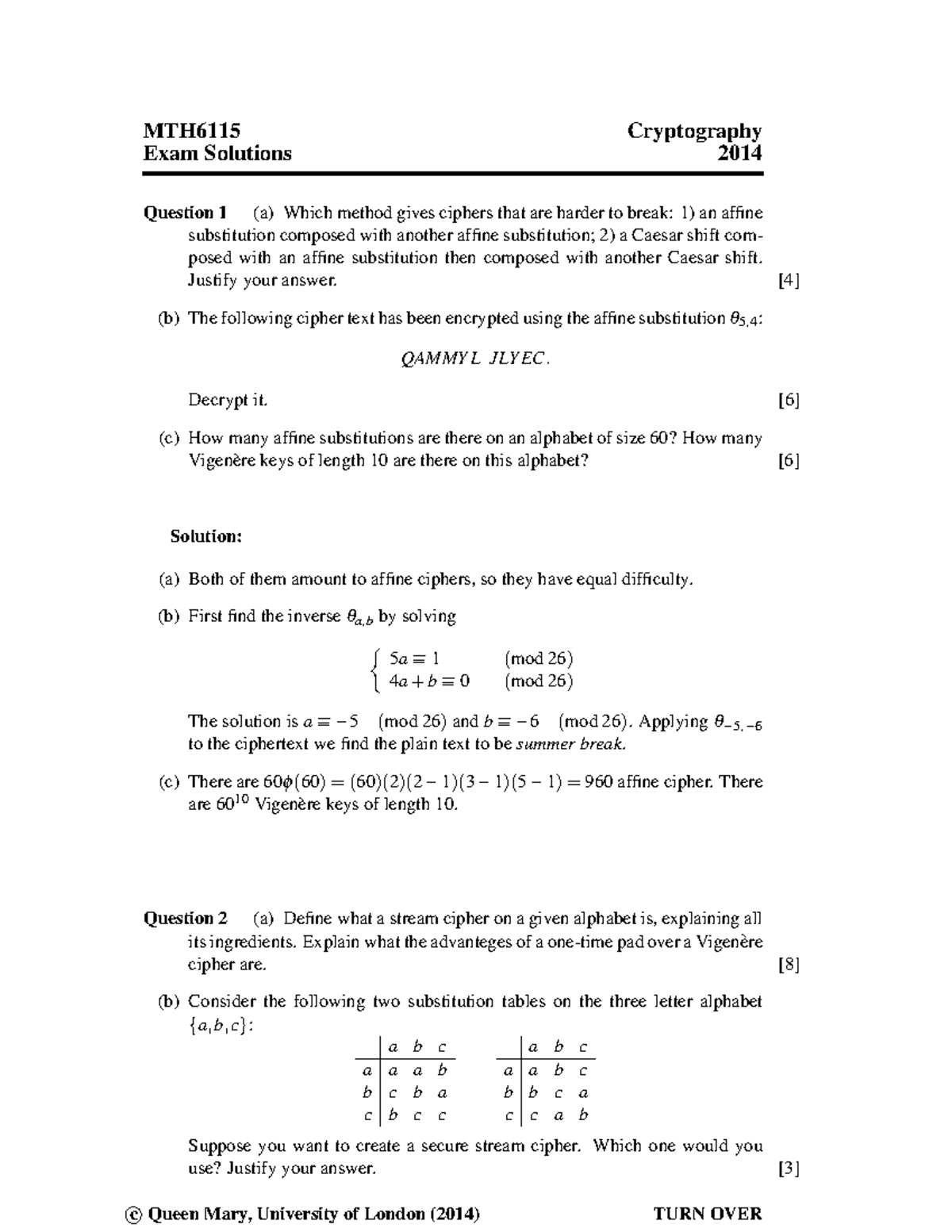 Exam 9 June 2016, questions and answers - MTH6115 Exam Solutions ...