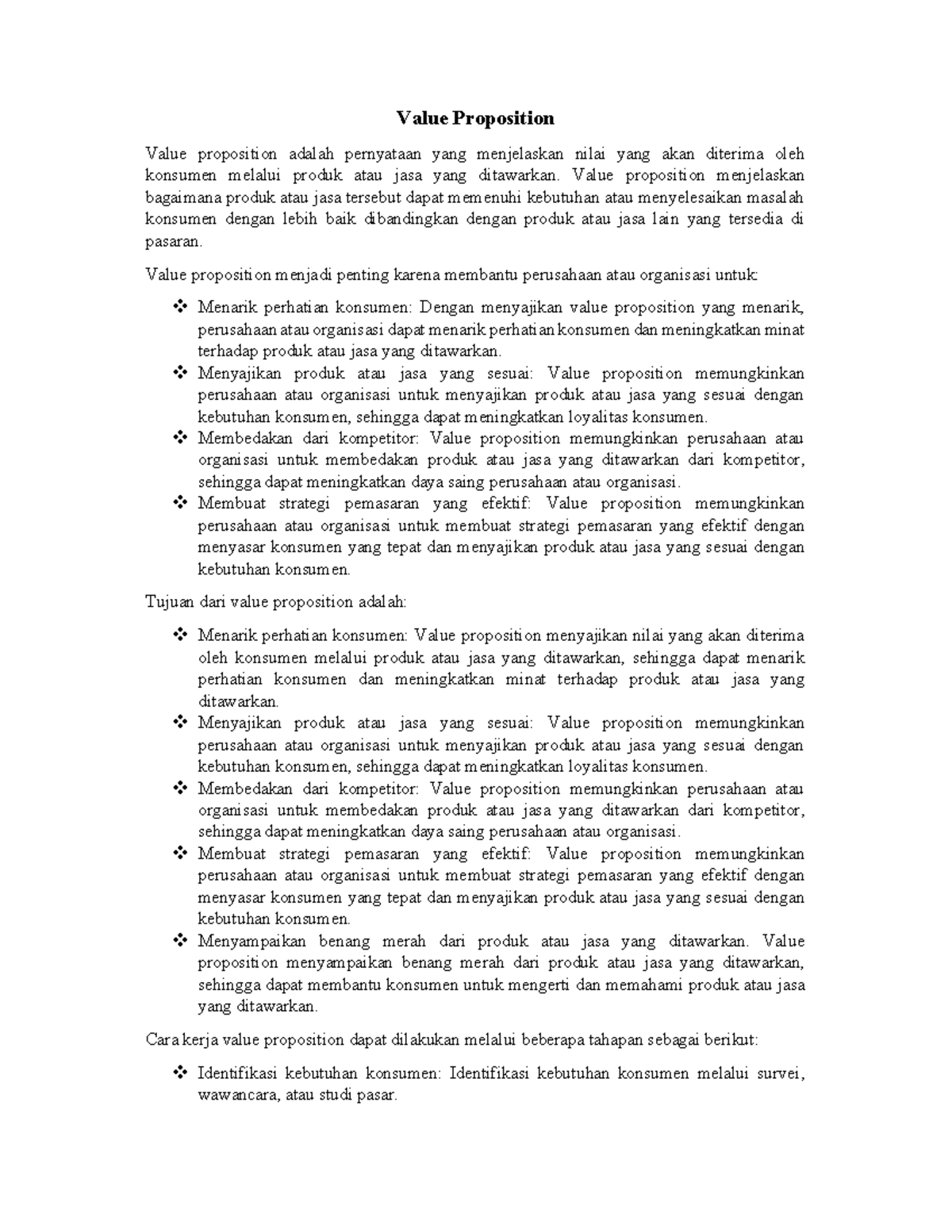 Resume Value Proposition - Value Proposition Value proposition adalah ...