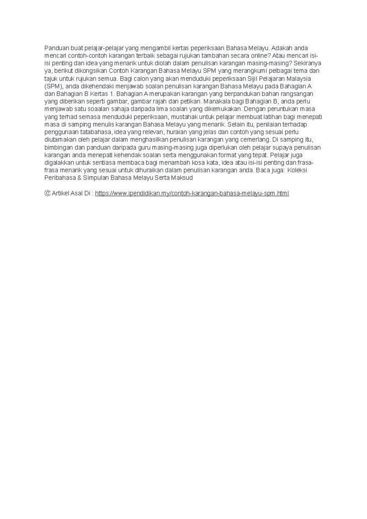 Karangan A - GOOD - Panduan buat pelajar-pelajar yang mengambil kertas ...
