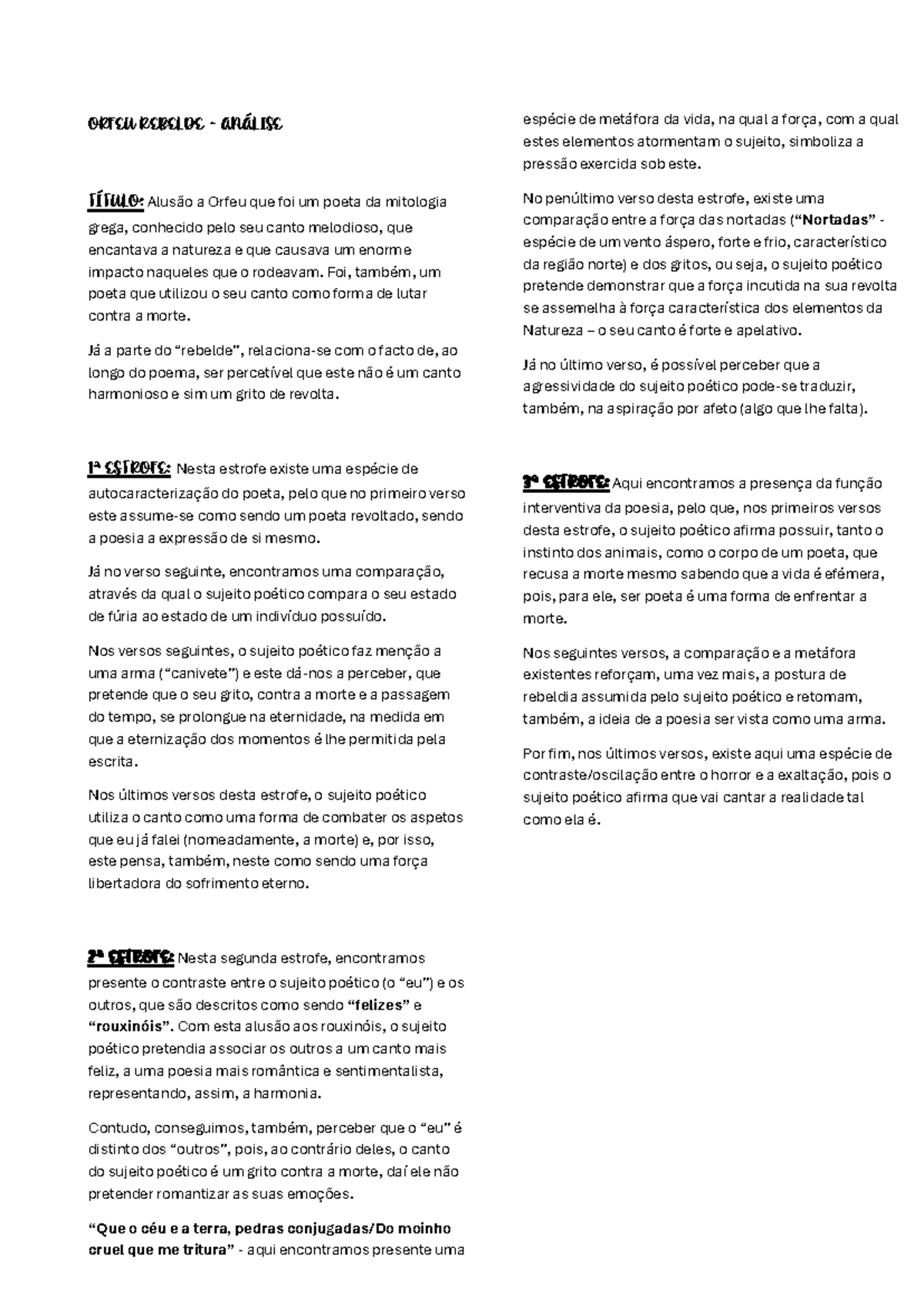 Análise do poema - "Orfeu Rebelde" - ORFEU REBELDE - ANÁLISE TÍTULO ...