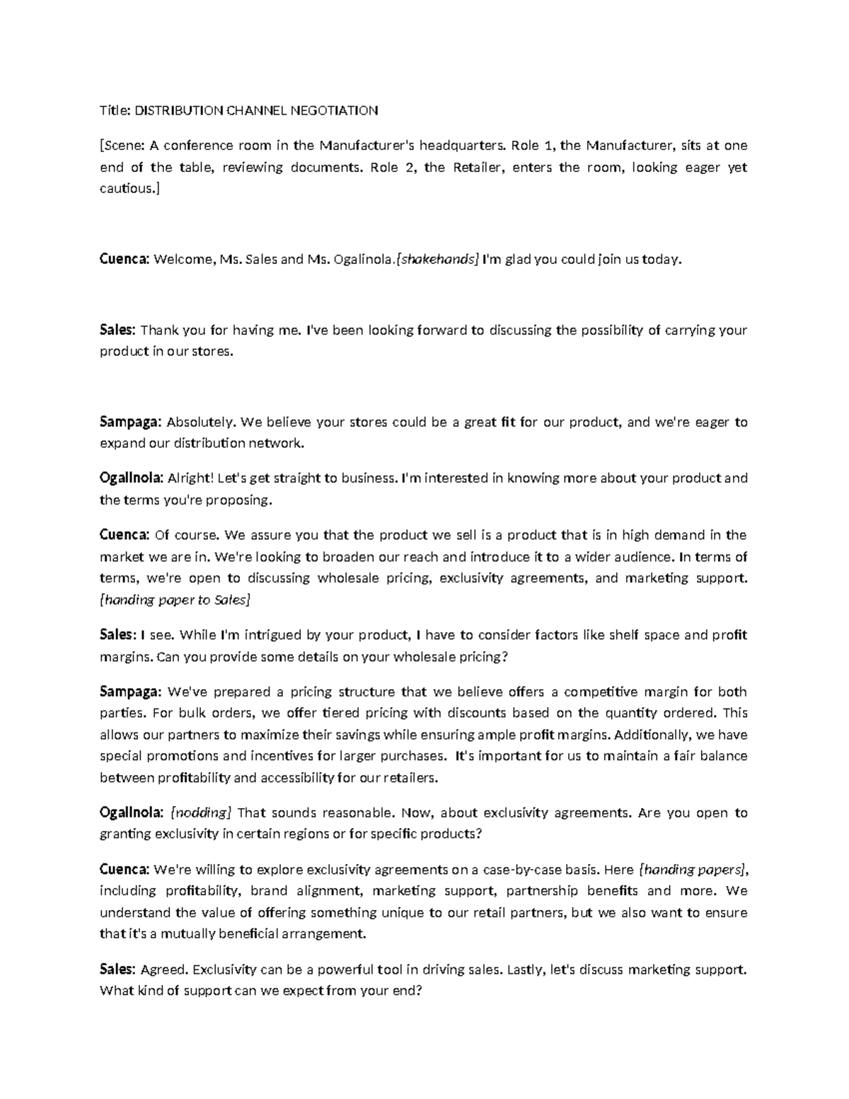 Business- Logic- Script Group-11 - Title: DISTRIBUTION CHANNEL ...