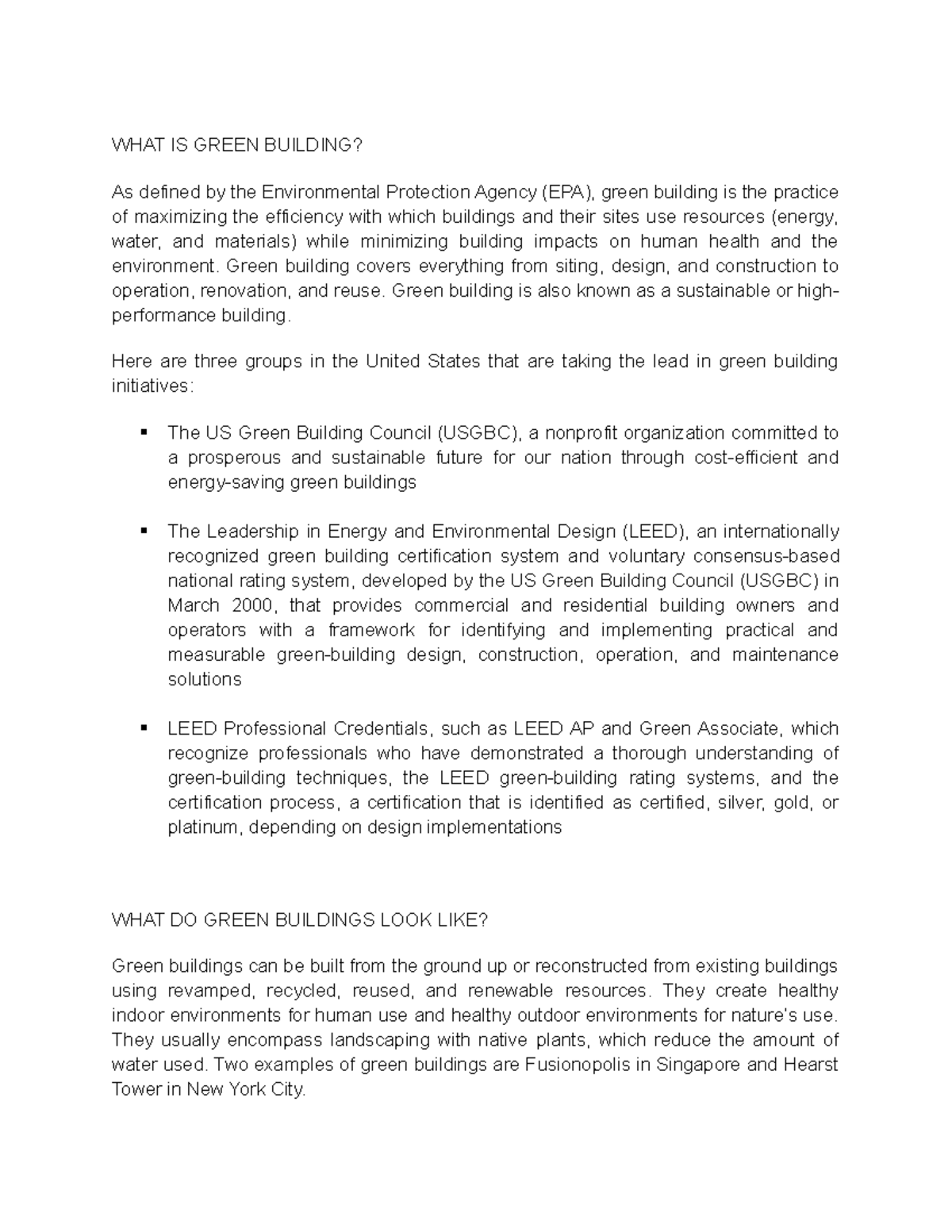 Hands-on Assignment-Green Building Word Document-Student - WHAT IS ...