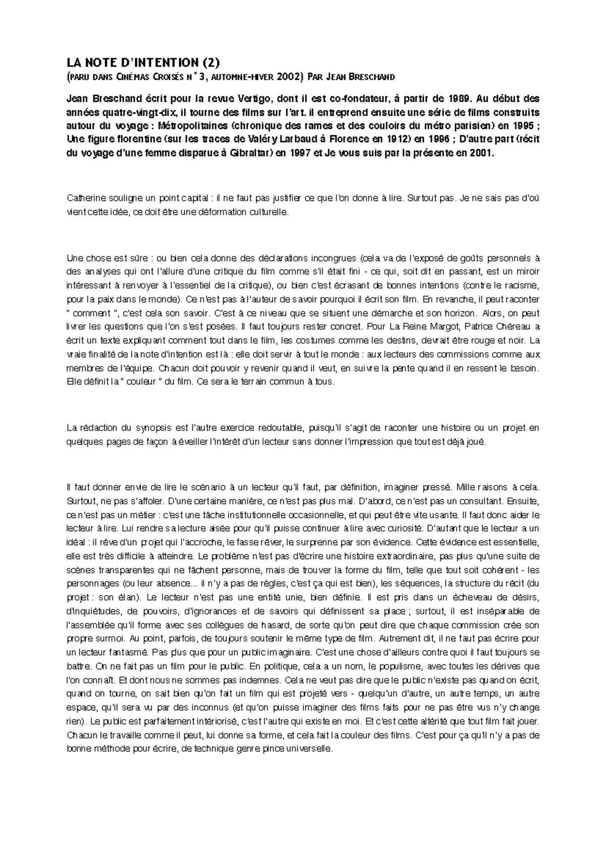 Lanotedintention 2 - Need information - LA NOTE D’INTENTION (2) (PARU ...