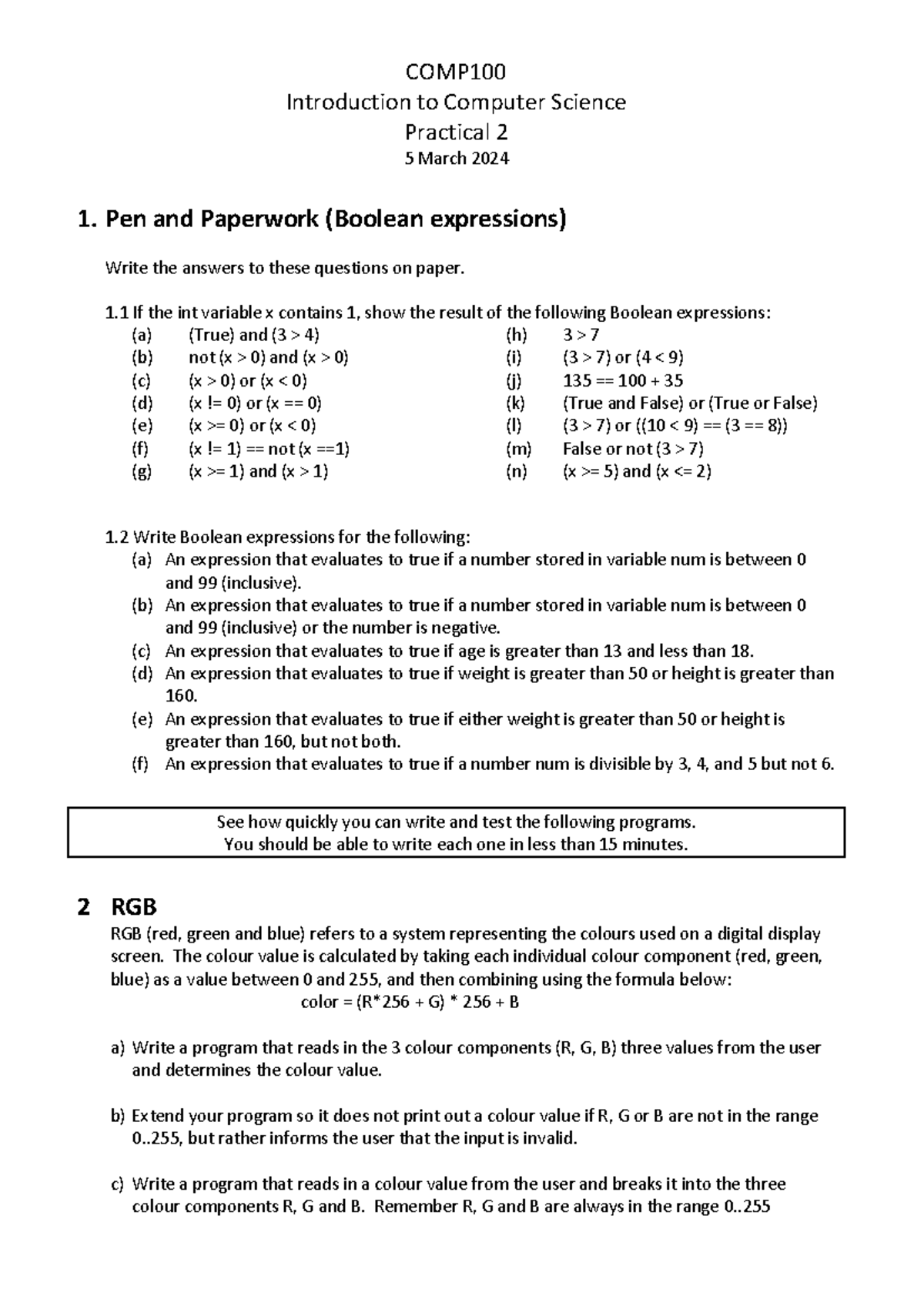 Prac2-2024 - prac - COMP Introduction to Computer Science Practical 2 5 ...
