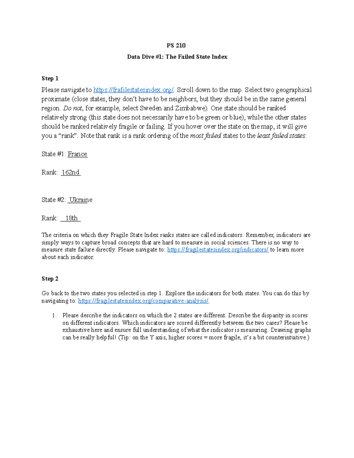 PS 210 Data Dive 1 - dive - PS 210 Data Dive #1: The Failed State Index ...