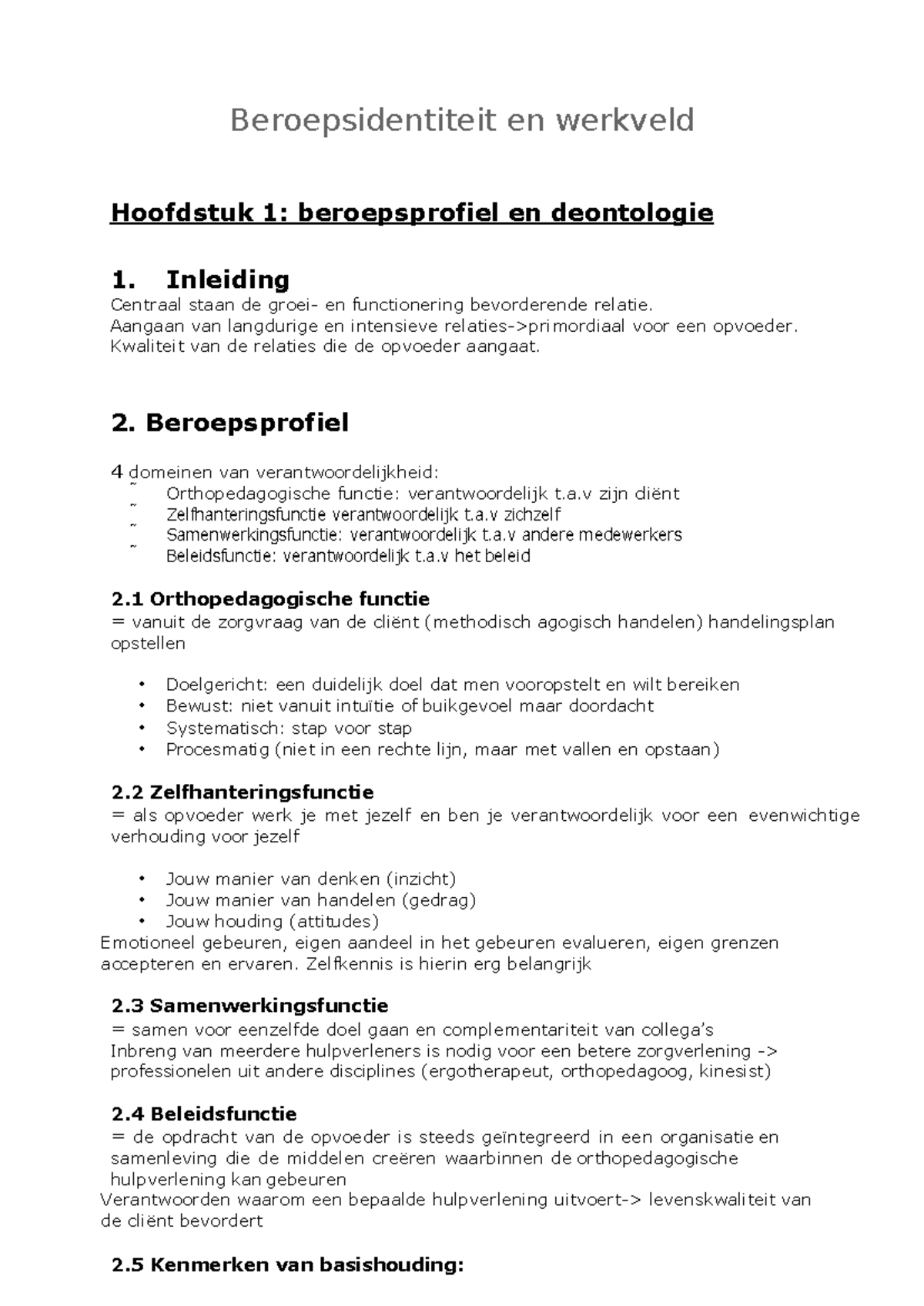 Beroepsidentiteit-en-werkveld - Beroepsidentiteit en werkveld Hoofdstuk 1: beroepsprofiel en ...