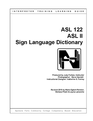 ASL 122 TASK 6-1 - American Sign Language - ASL 122 TASK 6 INTRODUCTION ...