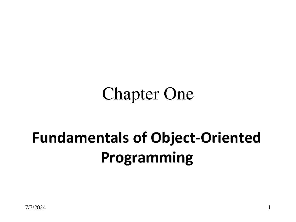 OOP Chapter 1 - Introduction - Chapter One Fundamentals of Object-Oriented Programming ...