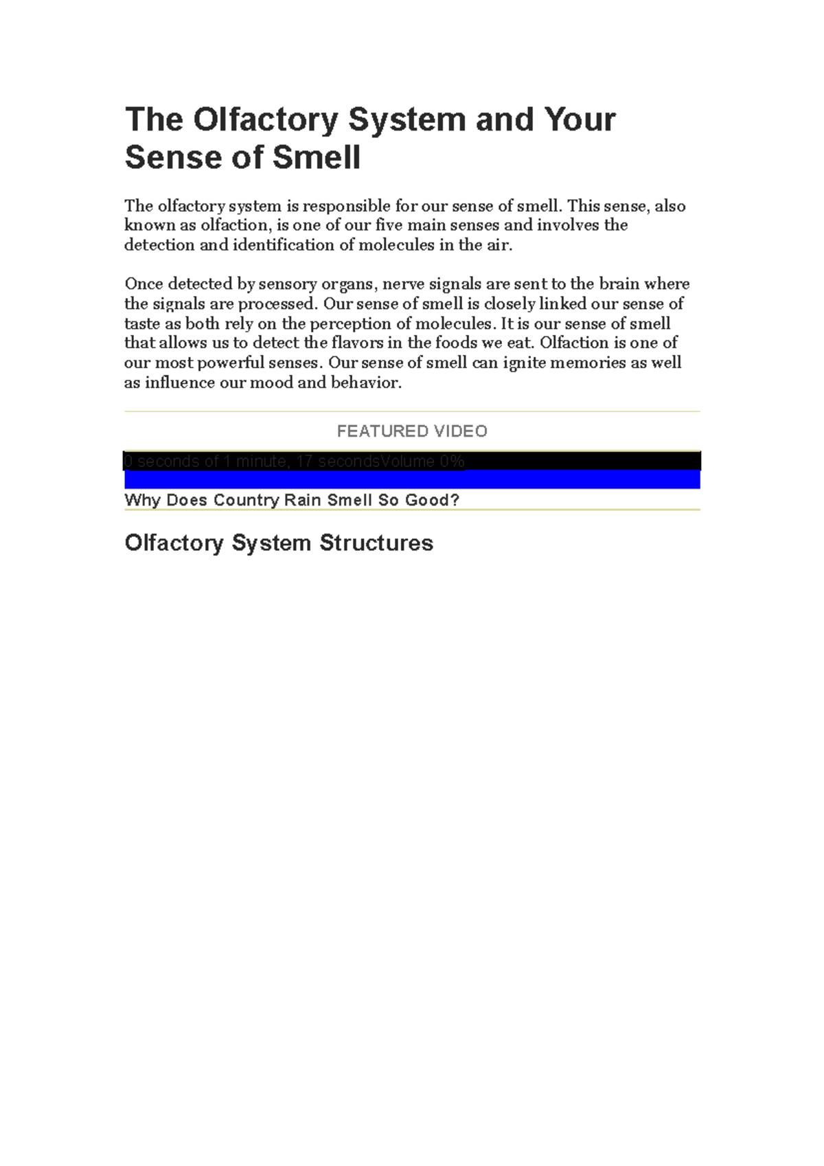 The Olfactory System and Your Sense of Smell - The Olfactory System and ...