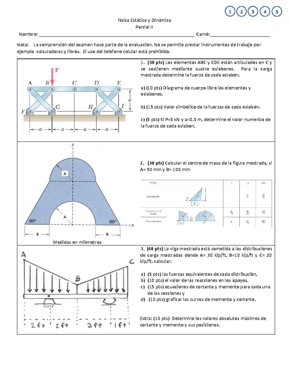 parcial estatica - Warning: TT: undefined function: 32 Física Estática y Dinámica Parcial II ...