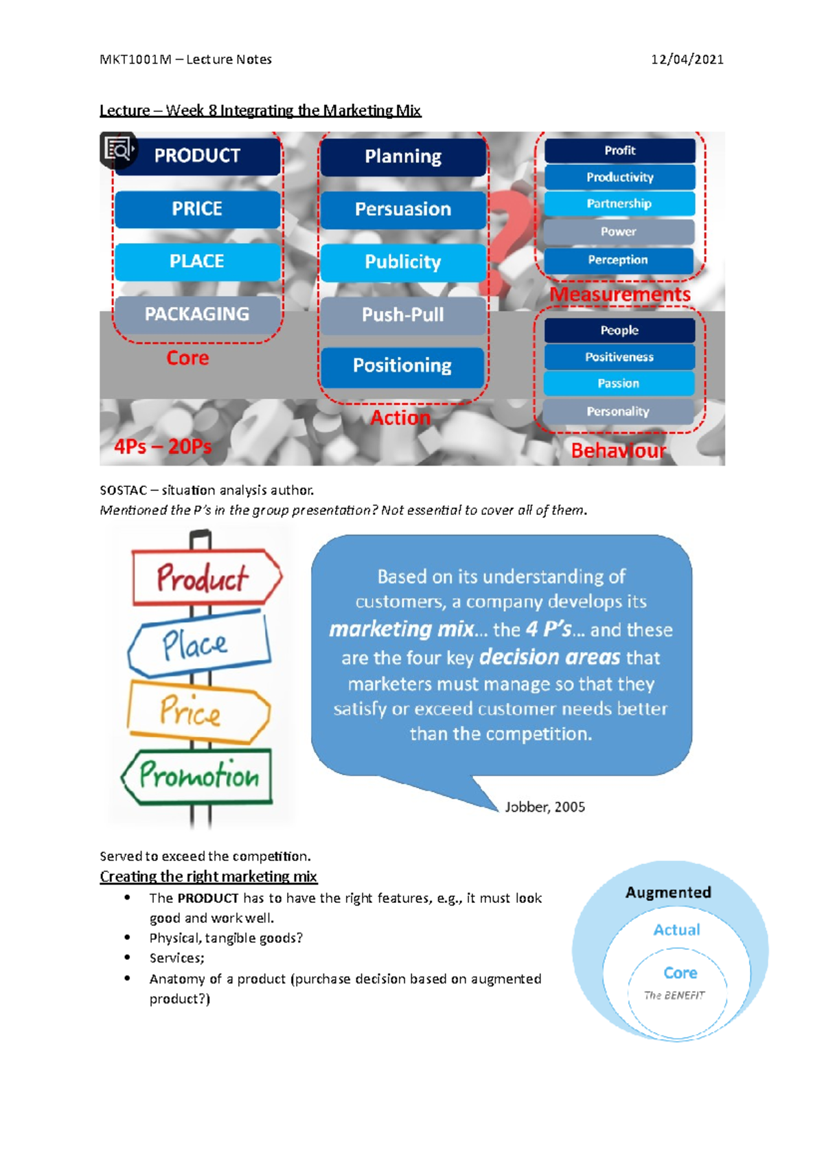 Integrating Marketing mix - MKT1001M – Lecture Notes 12/04/ Lecture ...