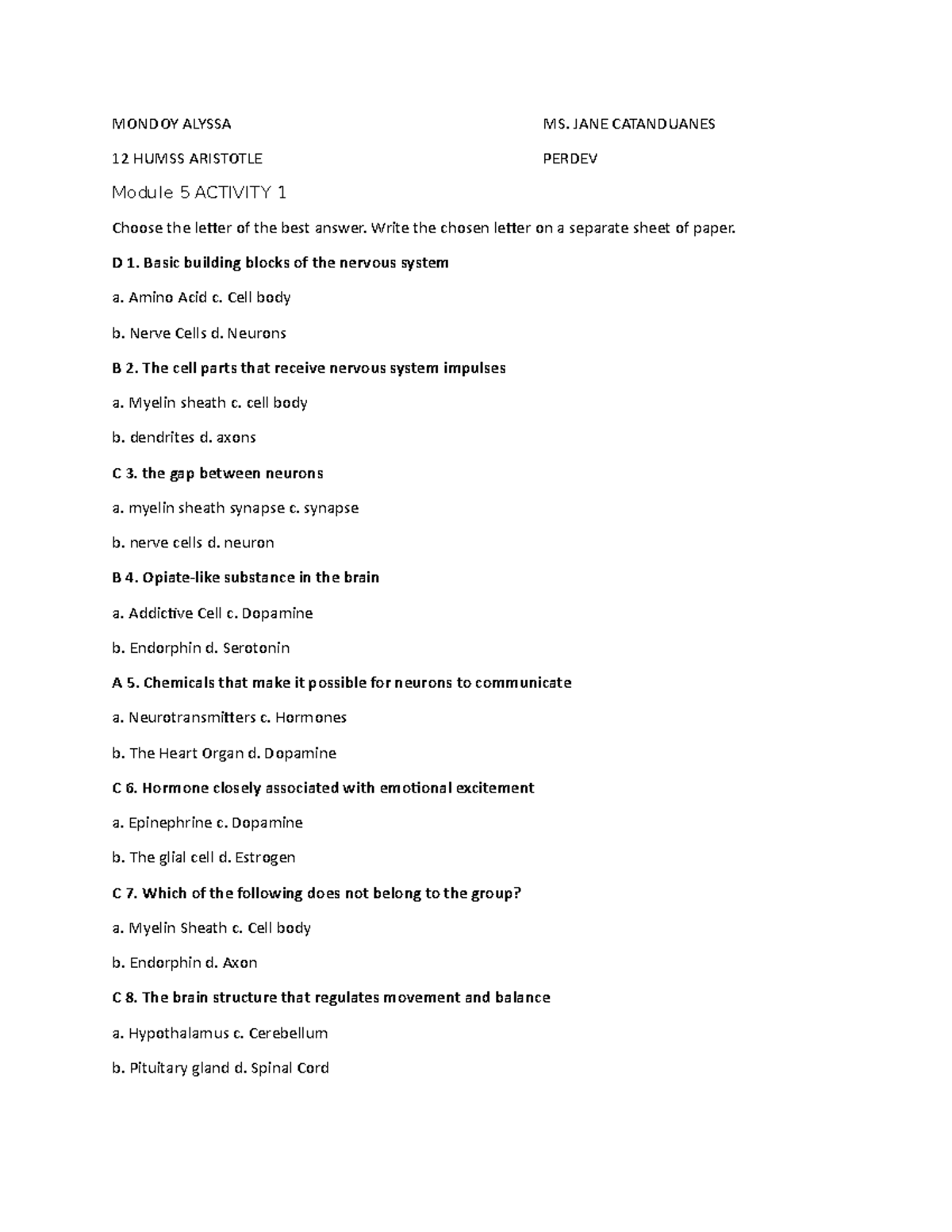 Perdev- Midterm - yhtyhgh3 - MONDOY ALYSSA MS. JANE CATANDUANES 12 HUMSS ARISTOTLE PERDEV Module ...