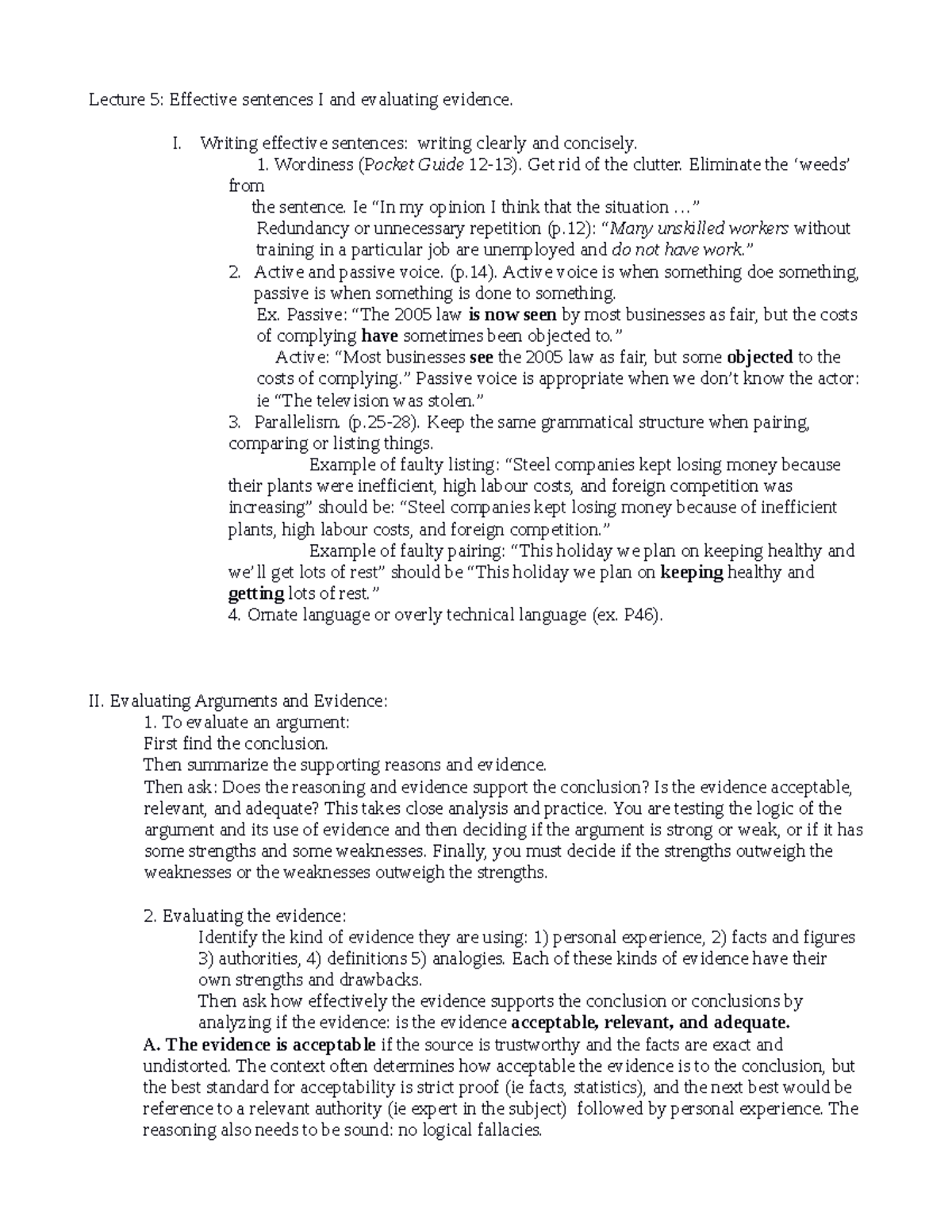 Lecture 5 Evaluating evidence and arguemtns 2 - Lecture 5: Effective ...