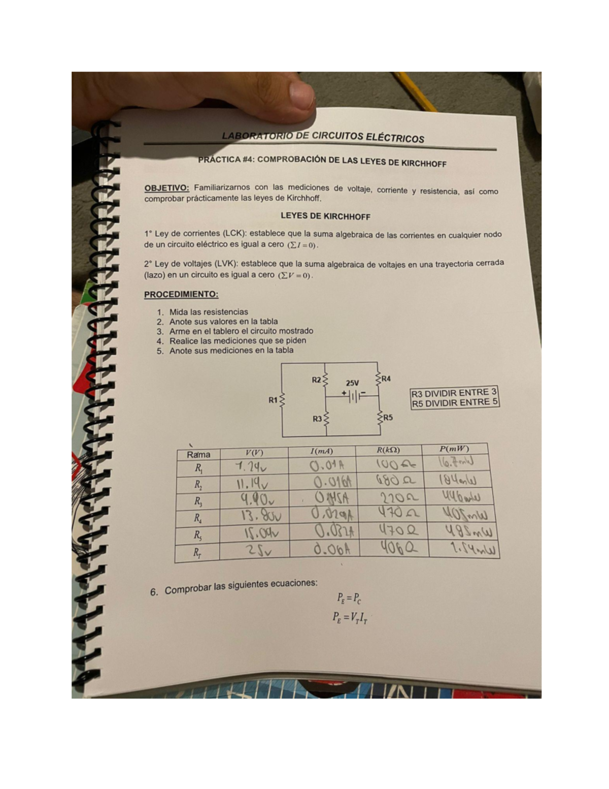 Practica 4 circuito y tabla - Circuitos Eléctricos Y Laboratorio - Studocu
