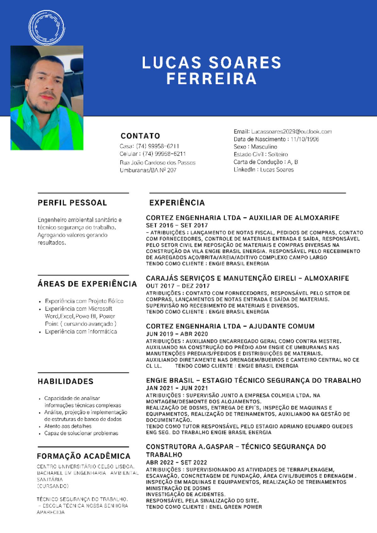 Eng lucas cv atualizado - Química Geral 1 - Studocu