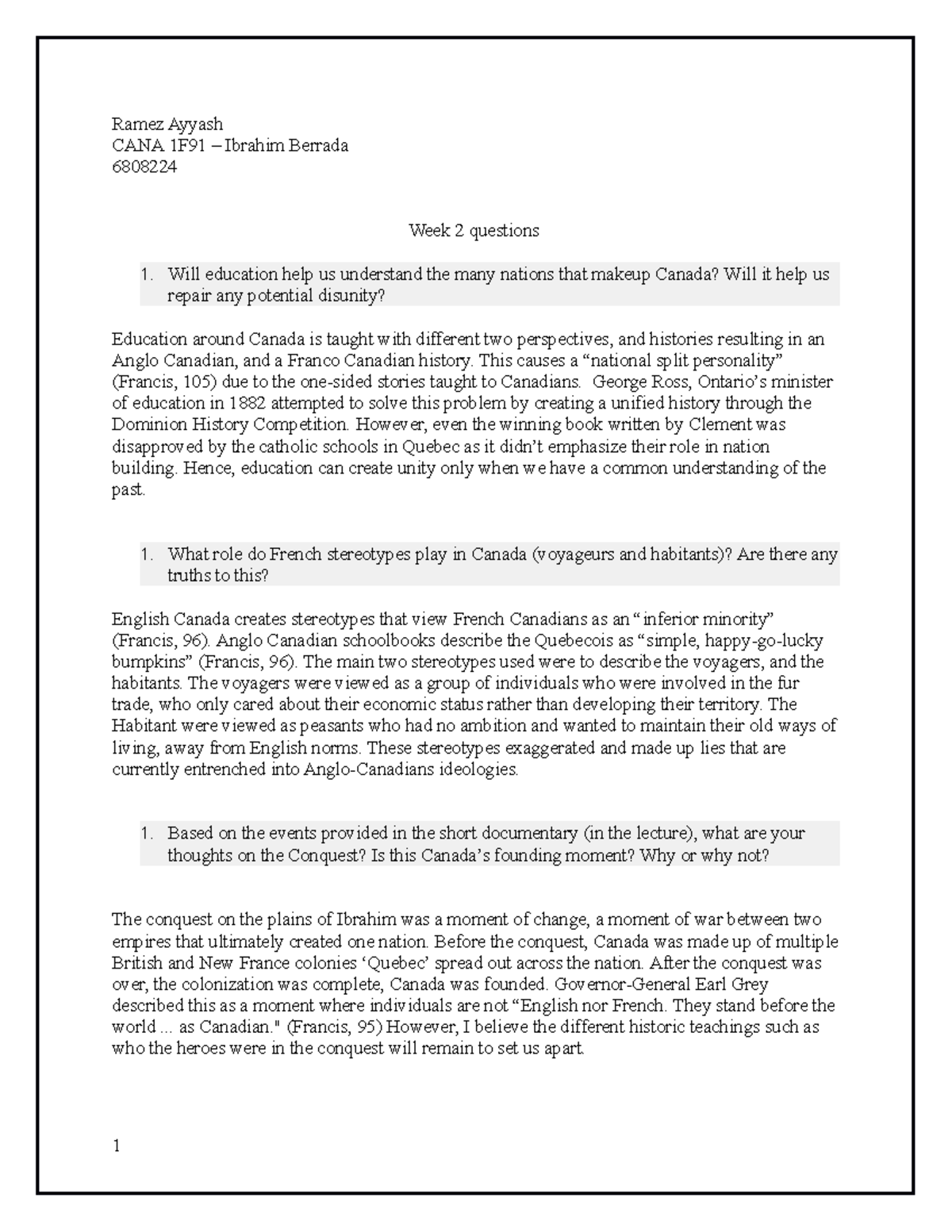 WEEK 2 CANA - classwork - weekly question - Ramez Ayyash CANA 1F91 ...