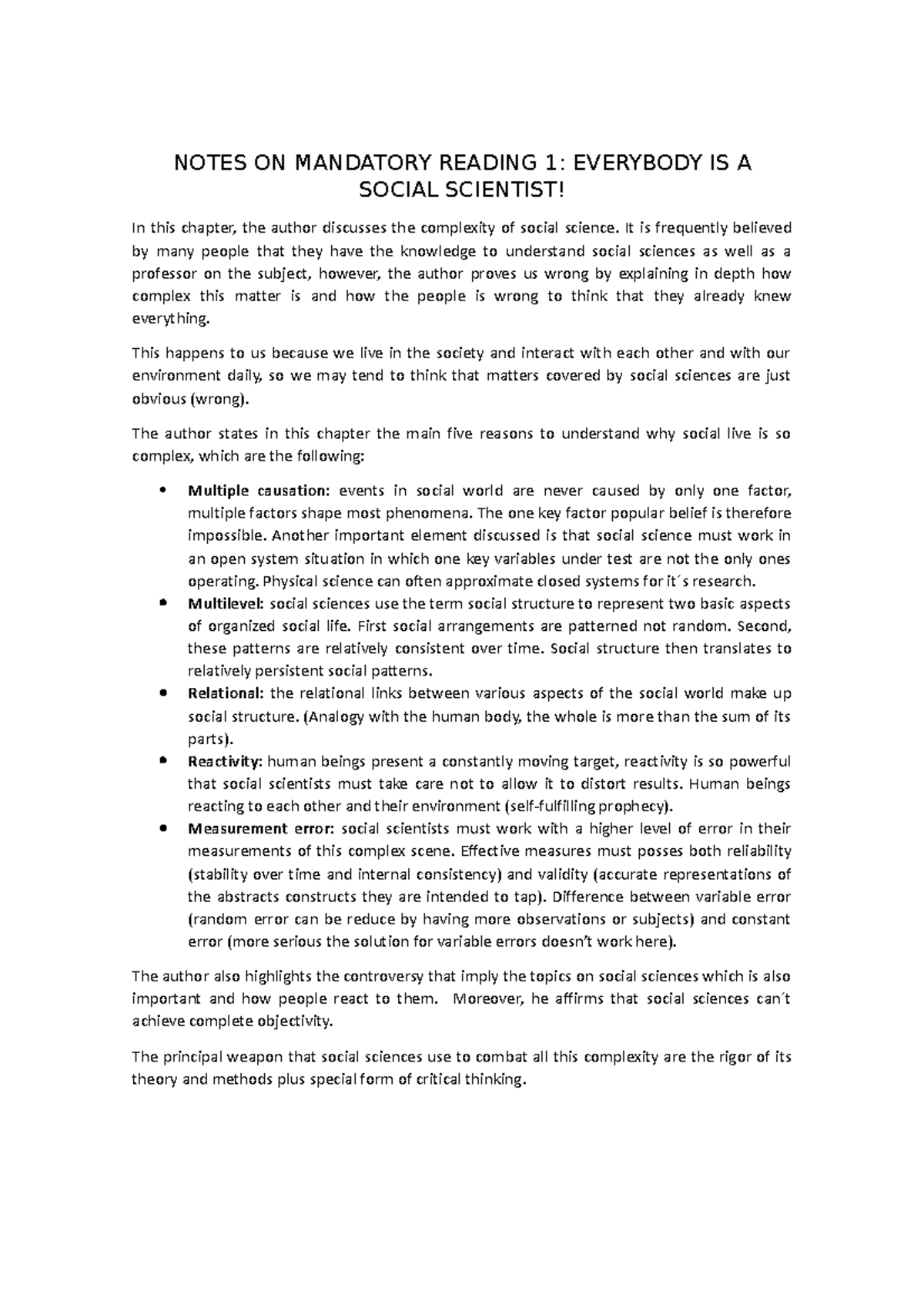 Notes ON Mandatory Readings - NOTES ON MANDATORY READING 1: EVERYBODY ...