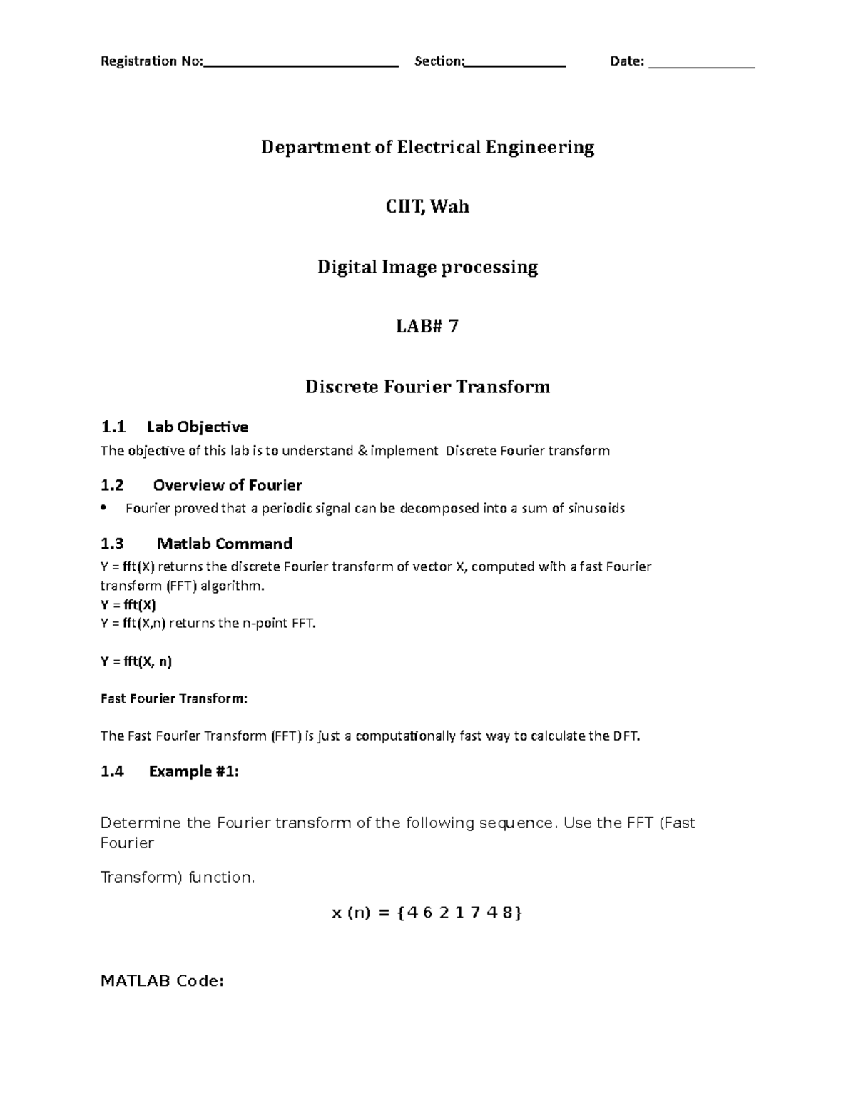 Lab Manual#7 - Digital Image Processing Lab Manual CUI Wah ...