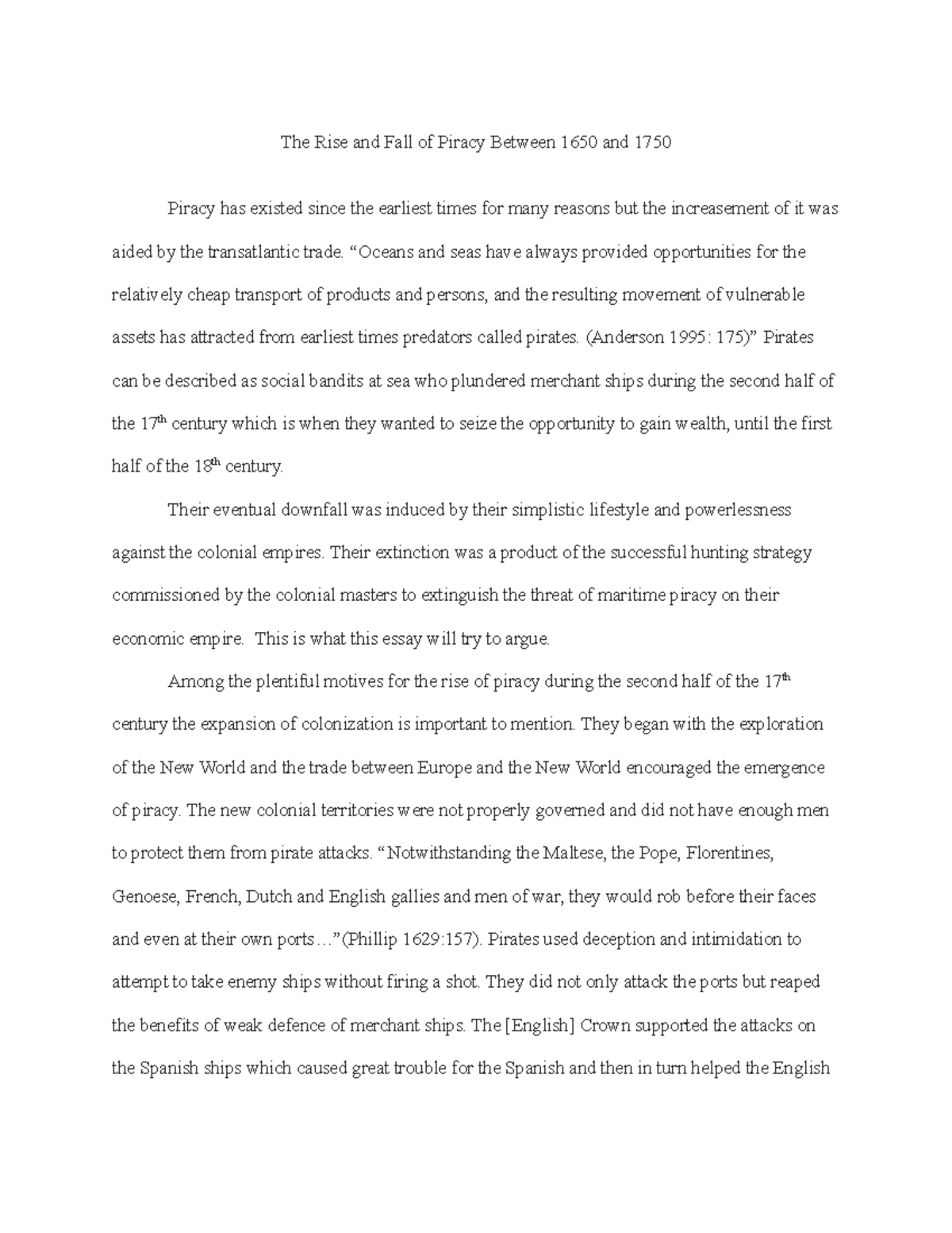 The Rise and Fall of Piracy Between 1650 and 1750 - The Rise and Fall ...