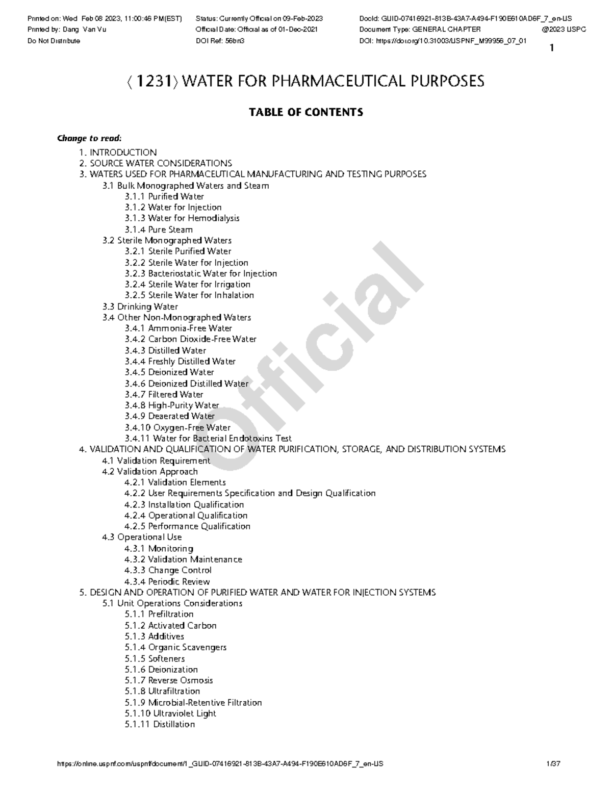 〈1231〉 Water for Pharmaceutical Purposes - á 1231 ñ WATER FOR ...