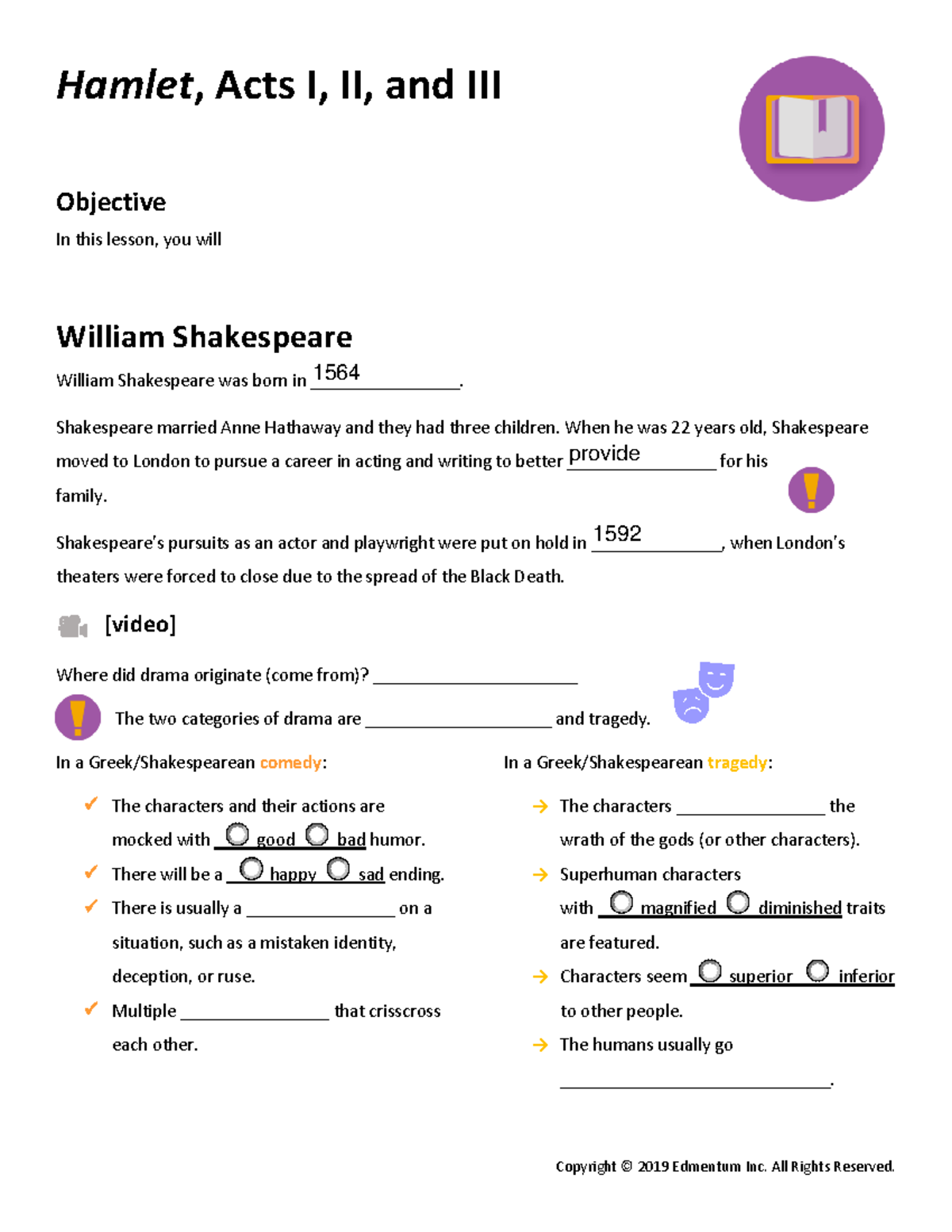 Eng 4a -5 - ELA - Hamlet, Acts I, II, and III Objective In this lesson ...