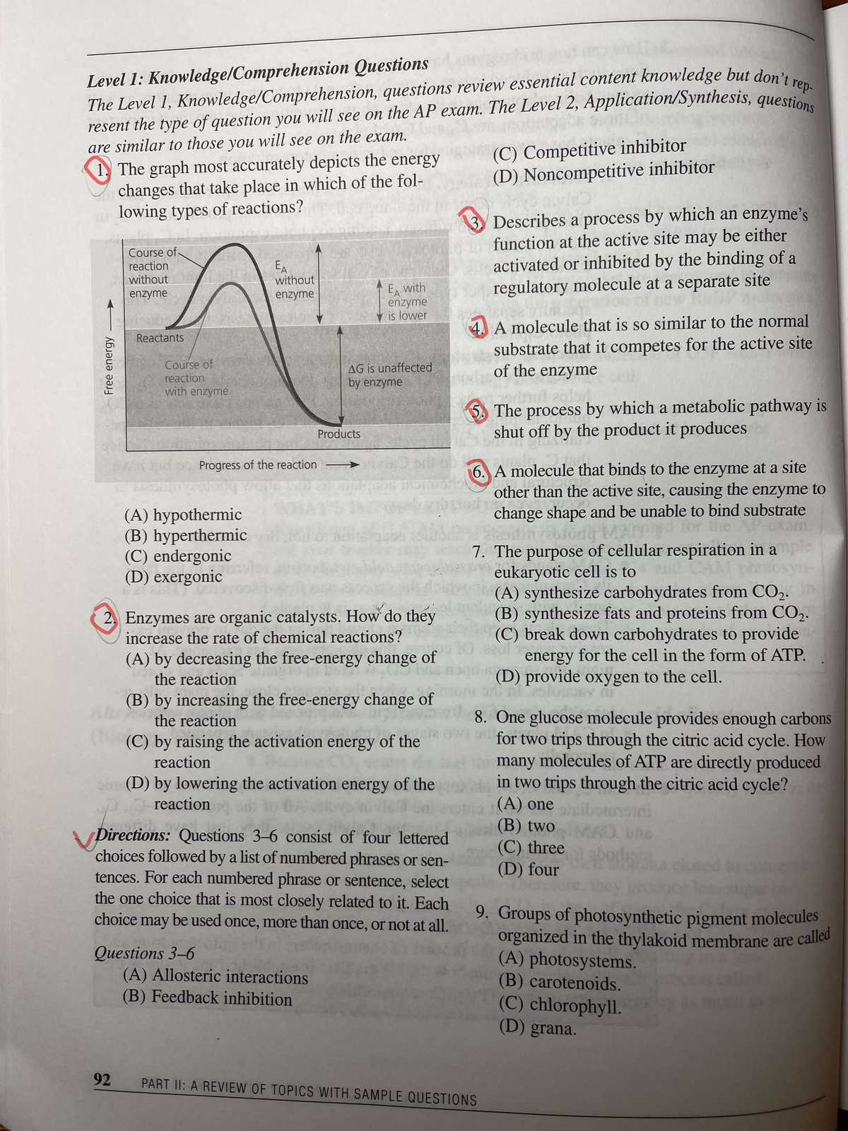 Enzyme test and answer from AP biology - Level 1: questions review ...