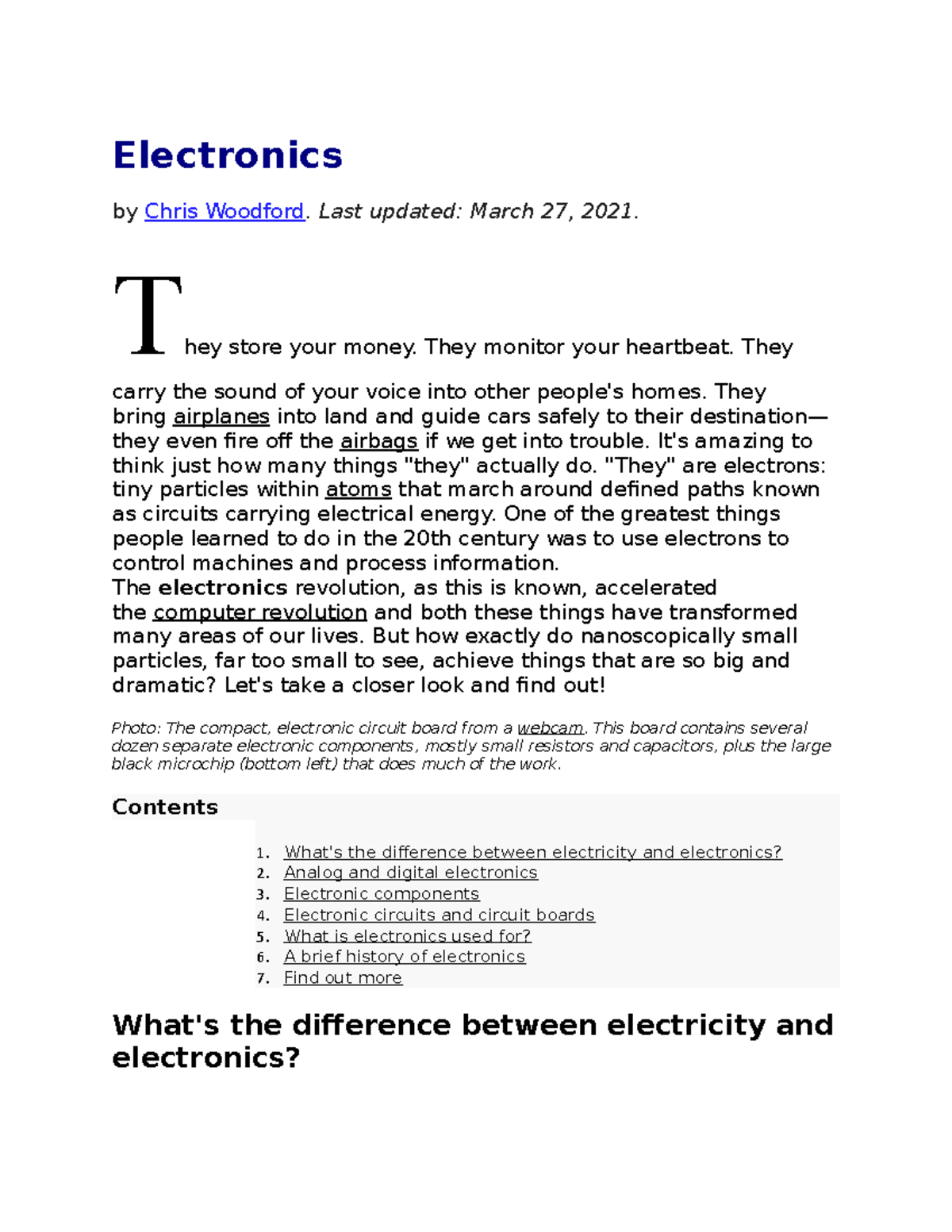 Electronics - lecture - Electronics by Chris Woodford. Last updated ...