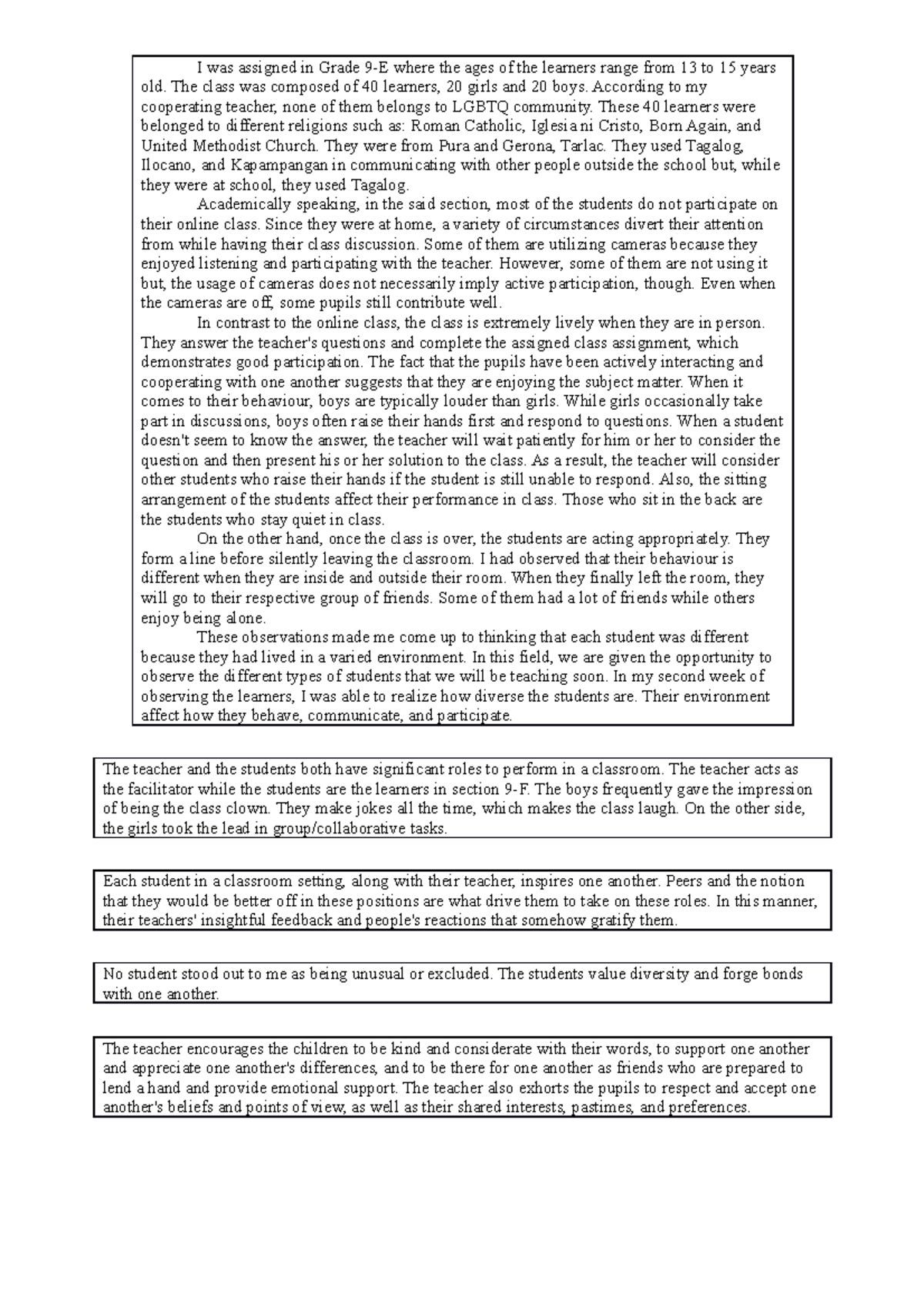 FS 1 ep 3-4 - Field Study - I was assigned in Grade 9-E where the ages ...
