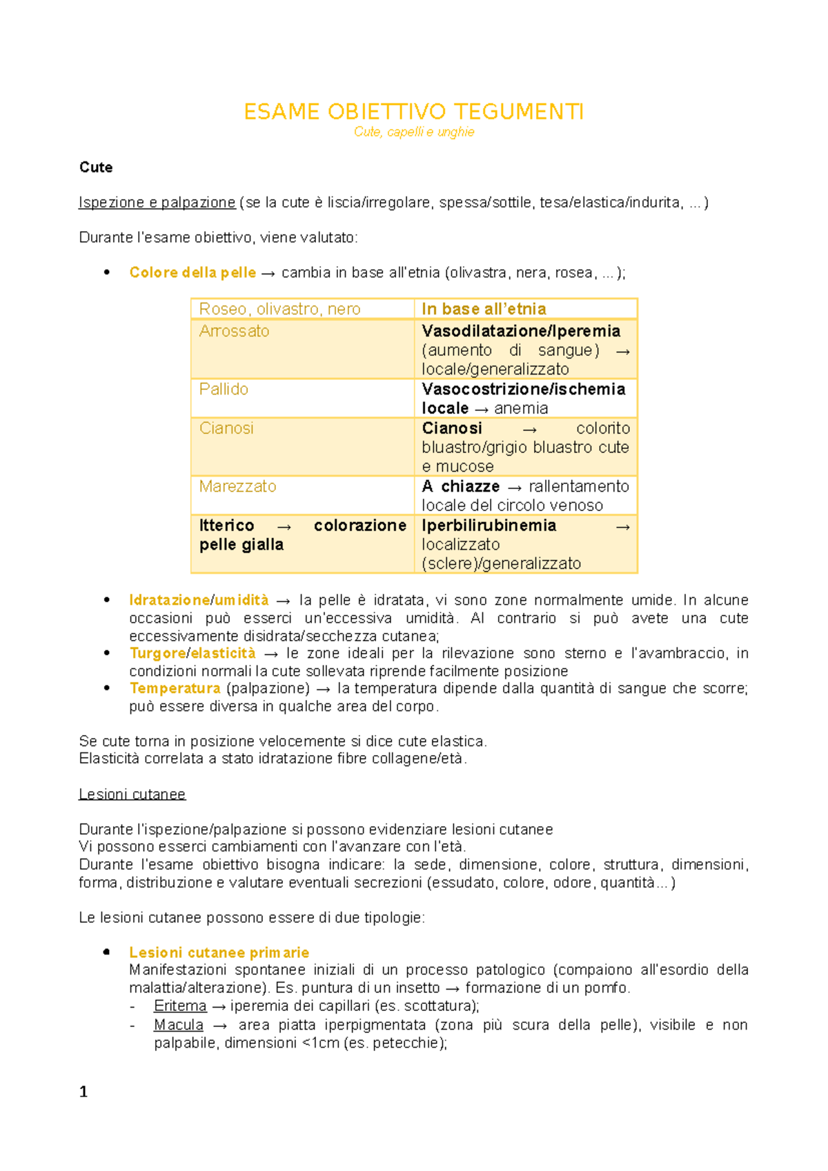 Esame obiettivo tegumenti (cute capelli, unghie) - ESAME OBIETTIVO ...